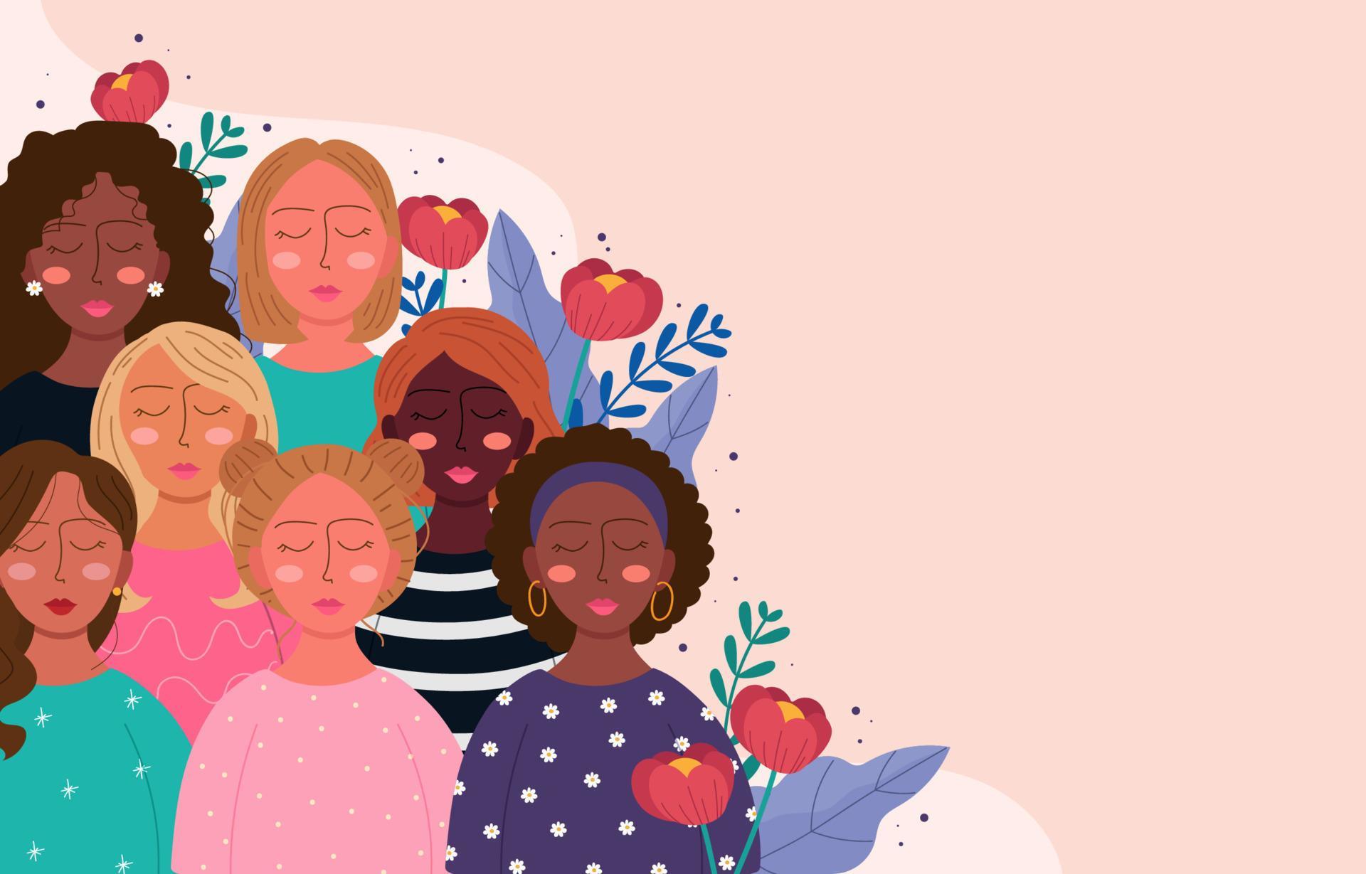 Multiracial Women Background Template with Floral 12681058 Vector Art ... Multiracial Women Background Template with Floral 12681058 Vector Art ...