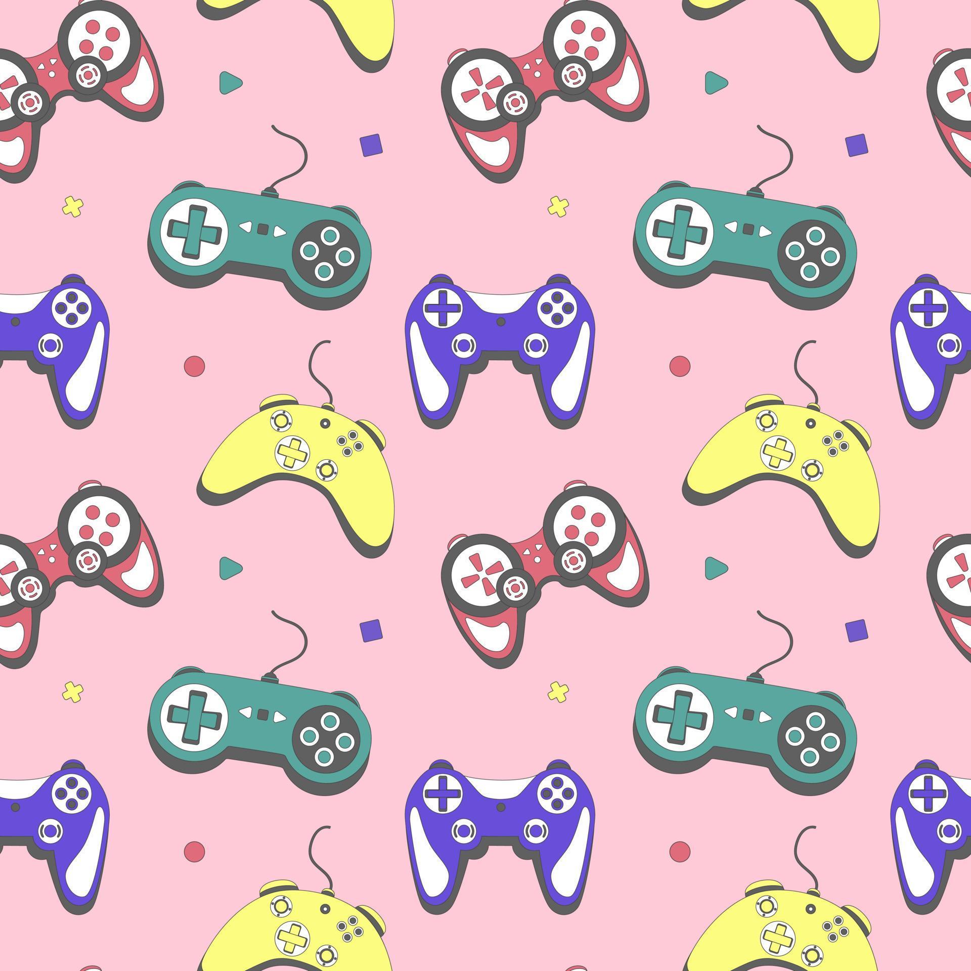 Seamless Pattern Gamepad In Retro Style Game Controller For Computer Playing Vector