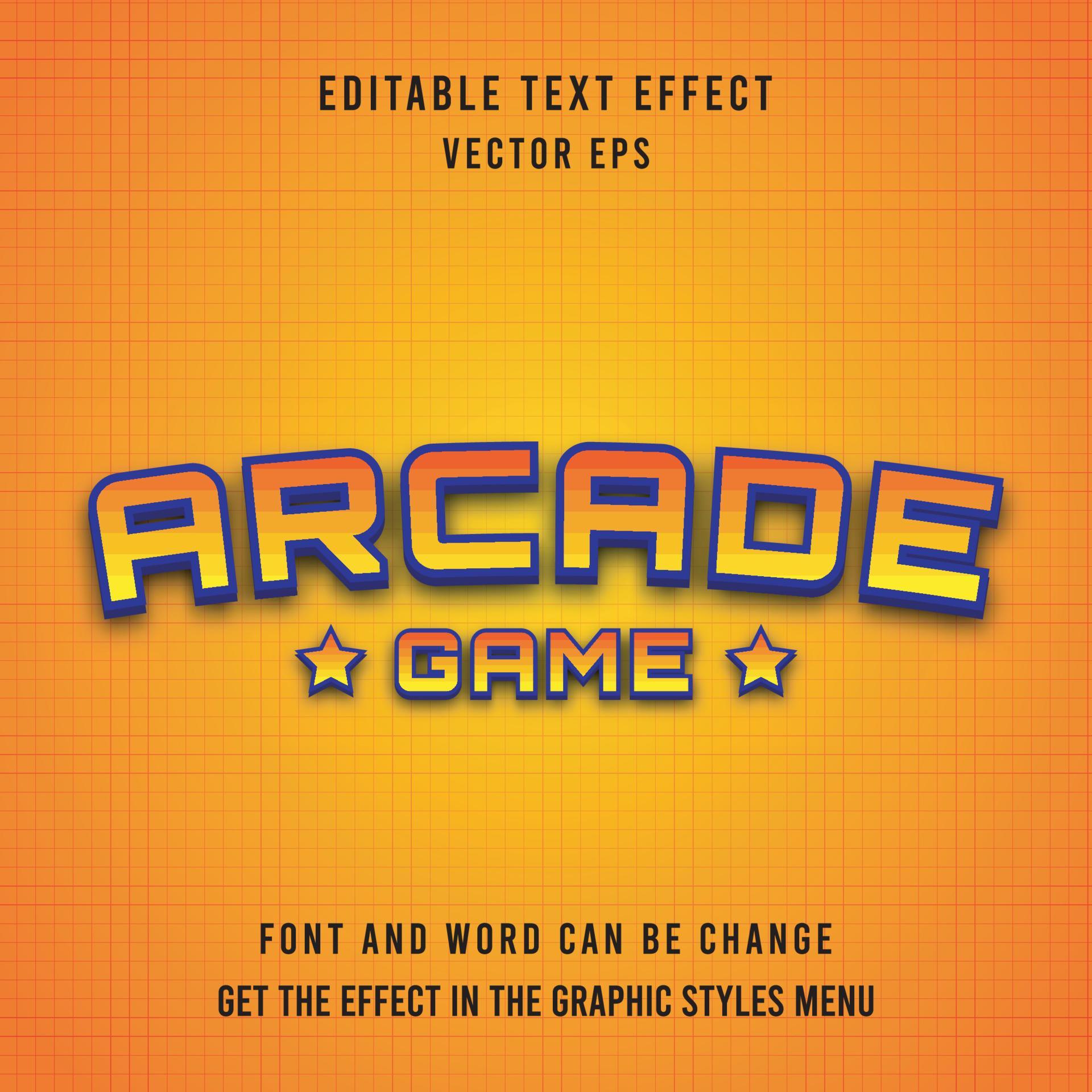 Arcade Game Editable Text Effect 12681302 Vector Art at Vecteezy