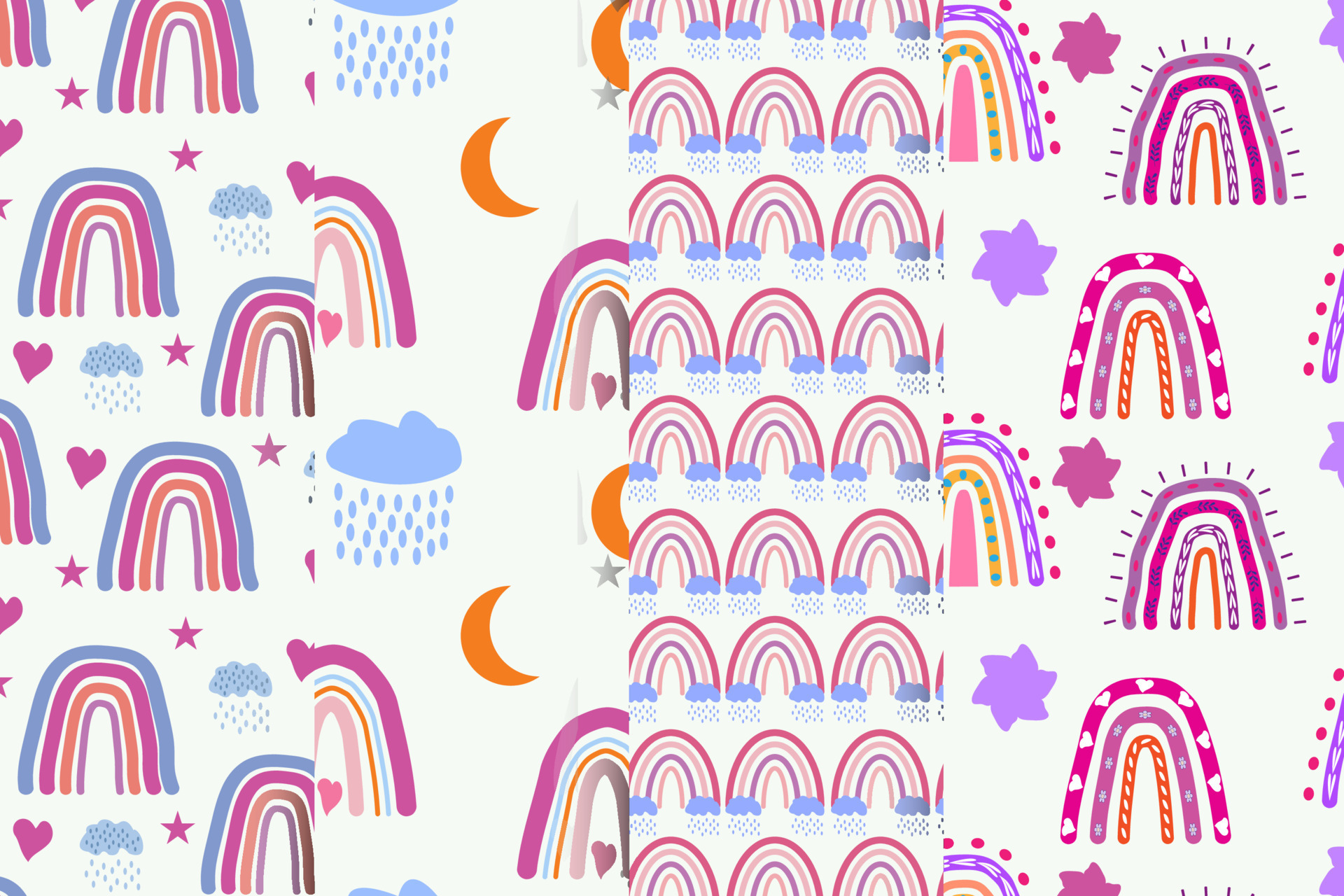 rainbow Seamless Pattern Set 12681320 Vector Art at Vecteezy