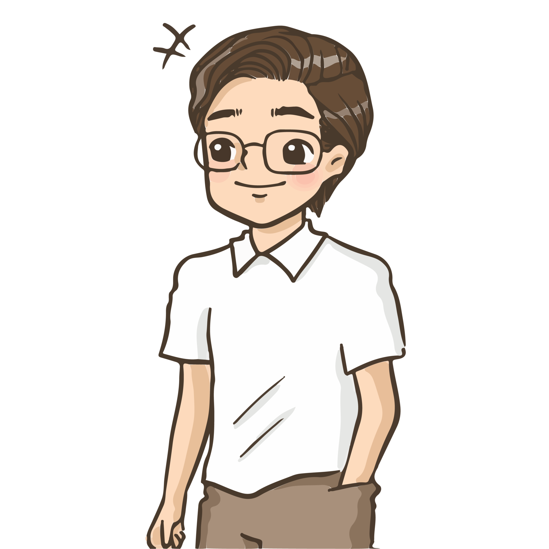 Man Wearing Glasses Cartoon Cute Kawaii Anime Illustration Clip Art Character Chibi Drawing