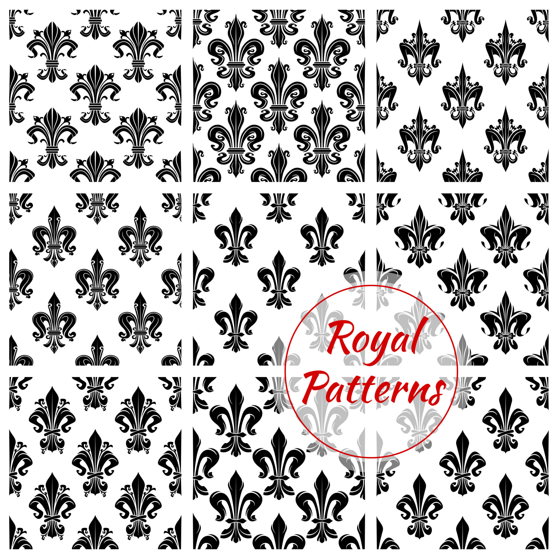 Royal floral vector seamless patterns set 12683290 Vector Art at Vecteezy