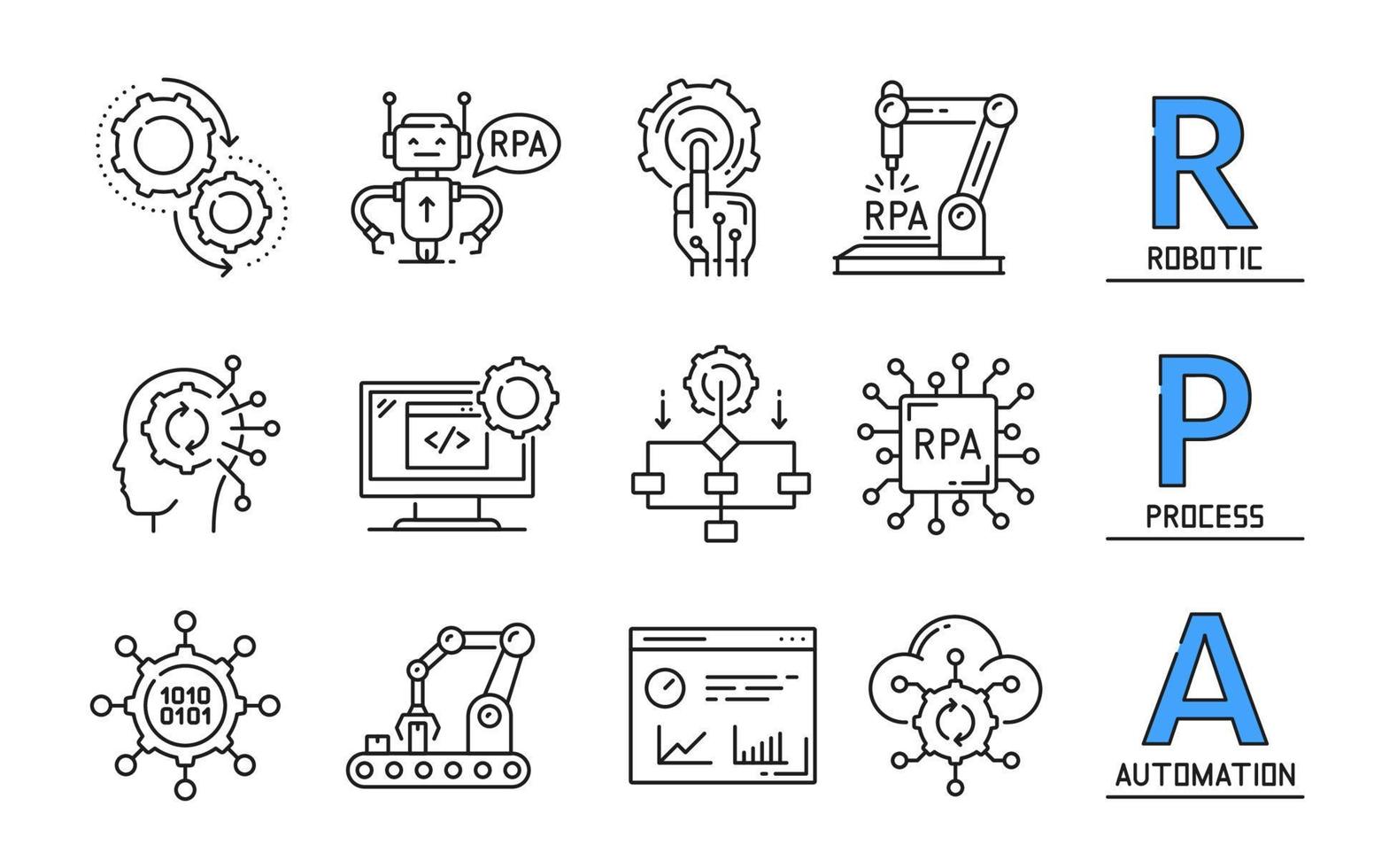 Rpa Icons Robotic Automation Process Technology 12683694 Vector Art At