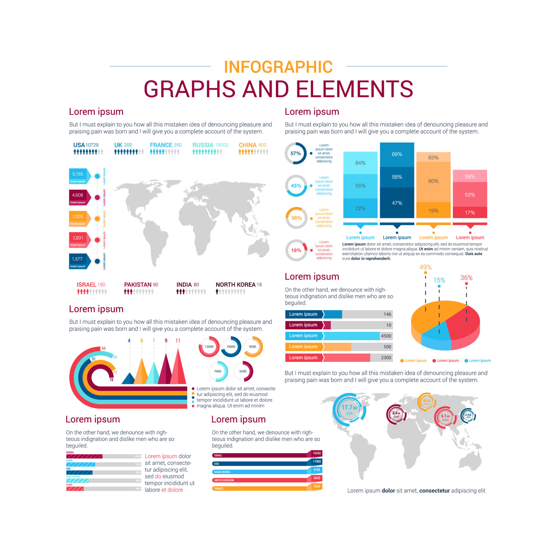 Infographic design elements with graph and chart 12683744 Vector Art at ...