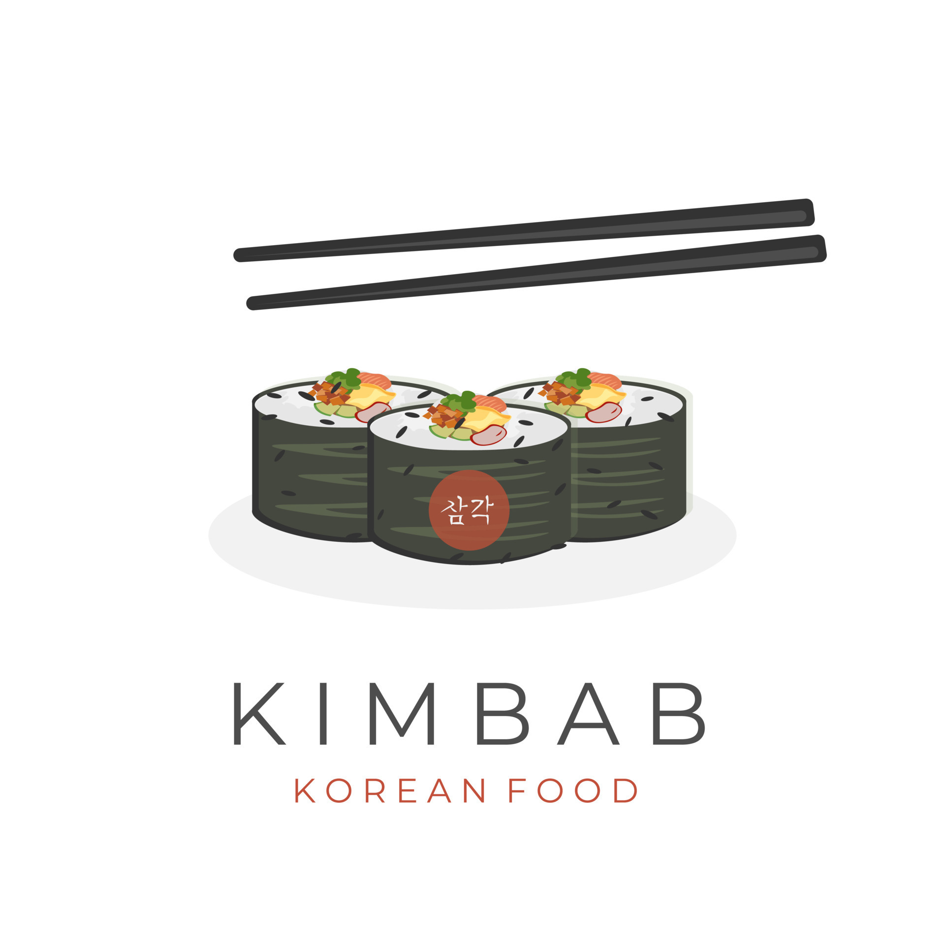 Korean food kimbap Gimbap kimbab vector illustration logo with ... Korean food kimbap Gimbap kimbab vector illustration logo with ...
