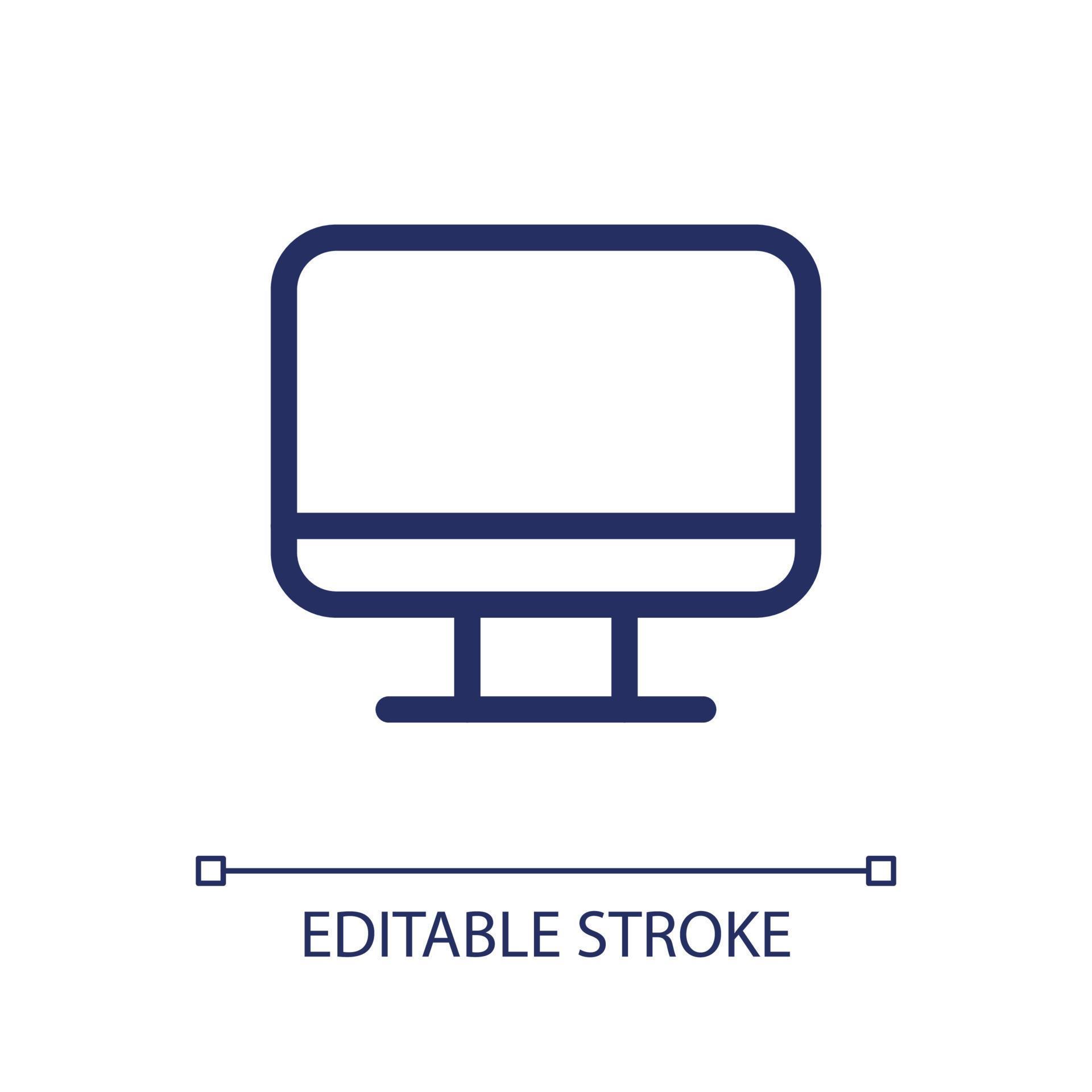 Computer monitor pixel perfect linear ui icon. Electronic equipment ...