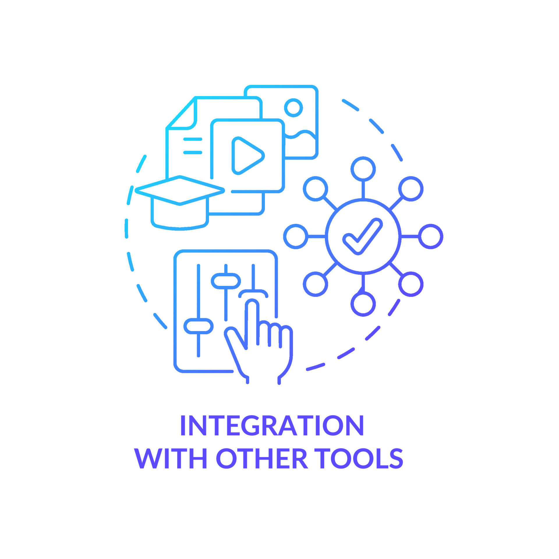Integration with other tools blue gradient concept icon. LCMS feature ... Integration with other tools blue gradient concept icon. LCMS feature ...