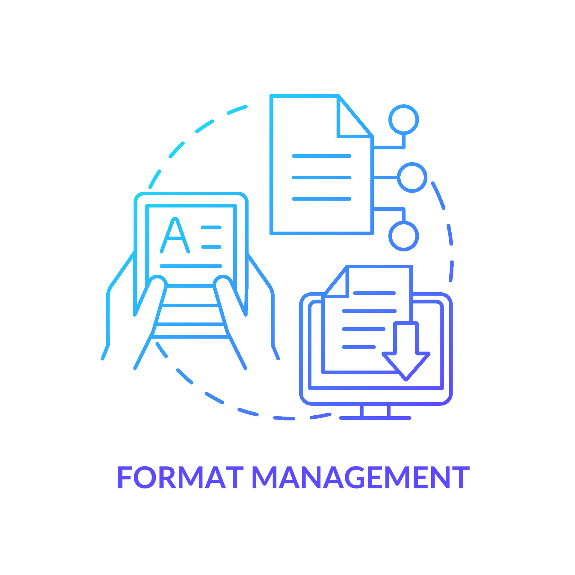 Format Management Blue Gradient Concept Icon Content Management System Attribute Abstract Idea