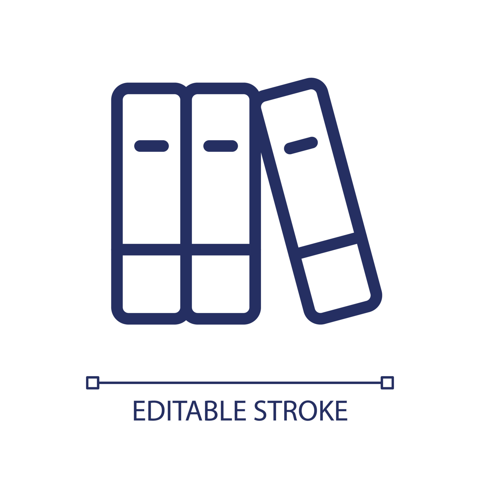 Messy bookshelf pixel perfect linear ui icon. Disorganized shelf in classroom library. GUI, UX ...