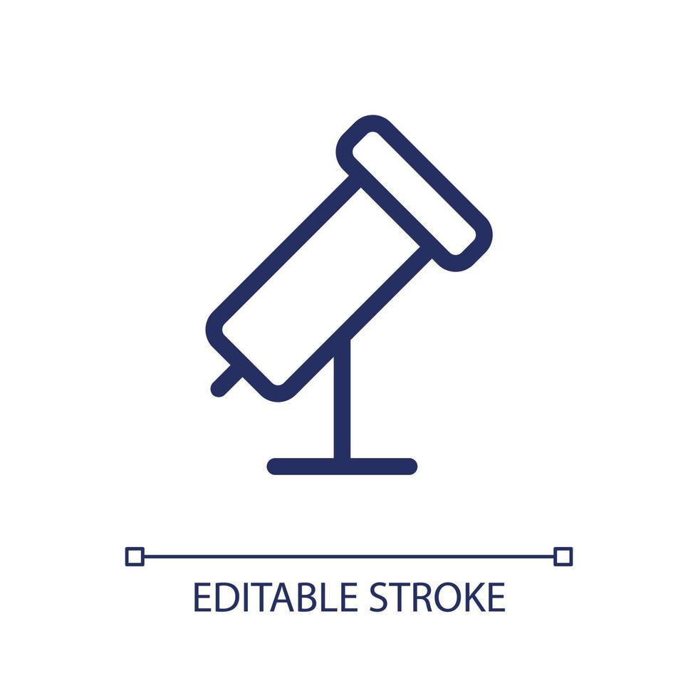 Telescope pixel perfect linear ui icon. Astronomy club. Stargazing program. Science activity ...