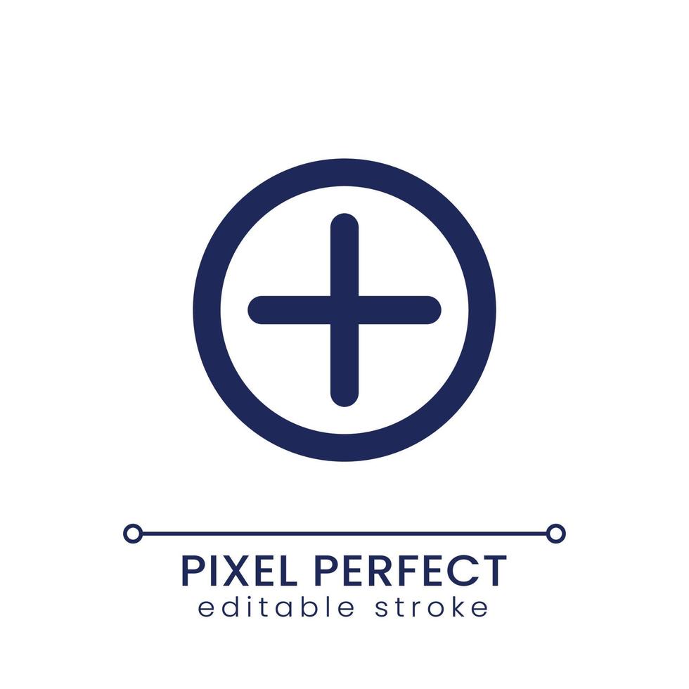 Add Button Pixel Perfect Linear Ui Icon Circle With Cross Website Interactive Element Gui Ux