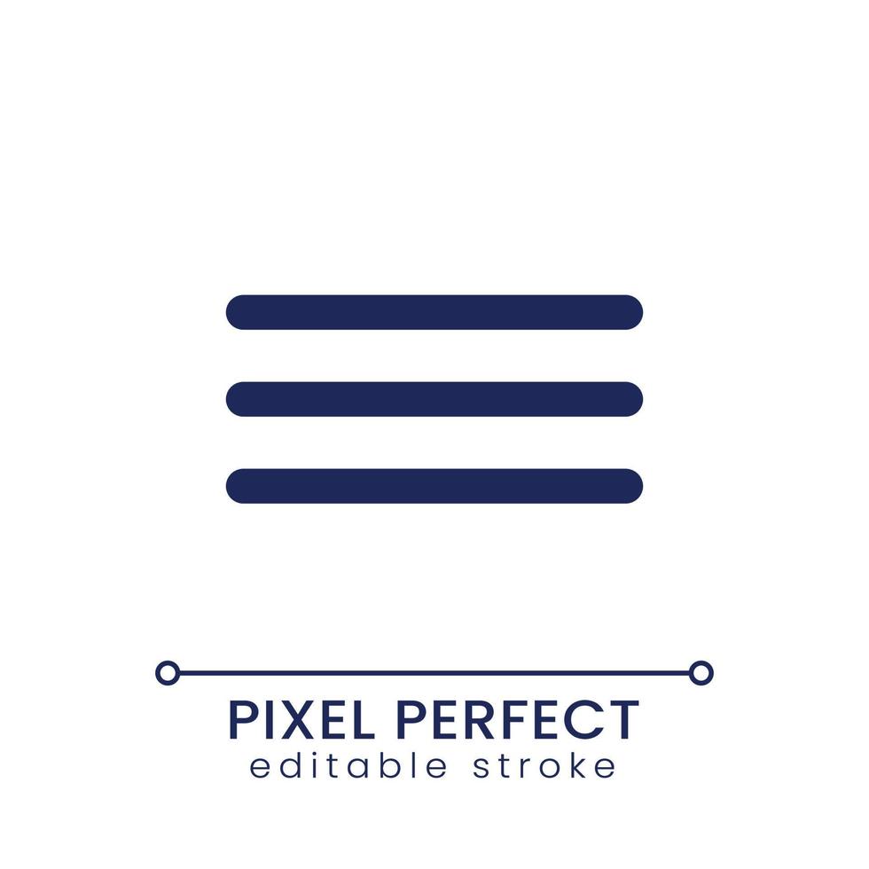 Hamburger Menu Button Pixel Perfect Linear Ui Icon Interactive Element