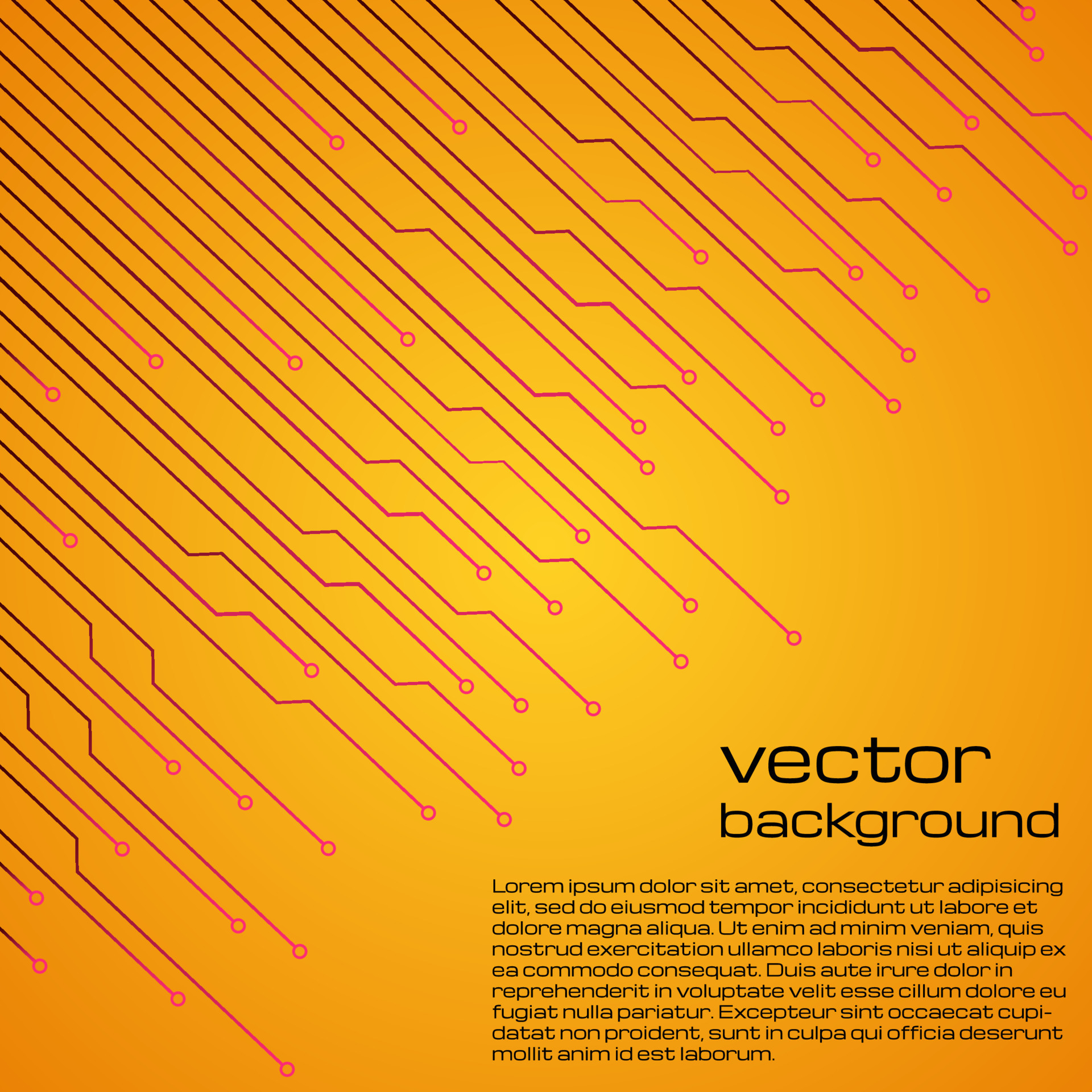 Abstract Technological Yellow Background With Elements Of The Microchip