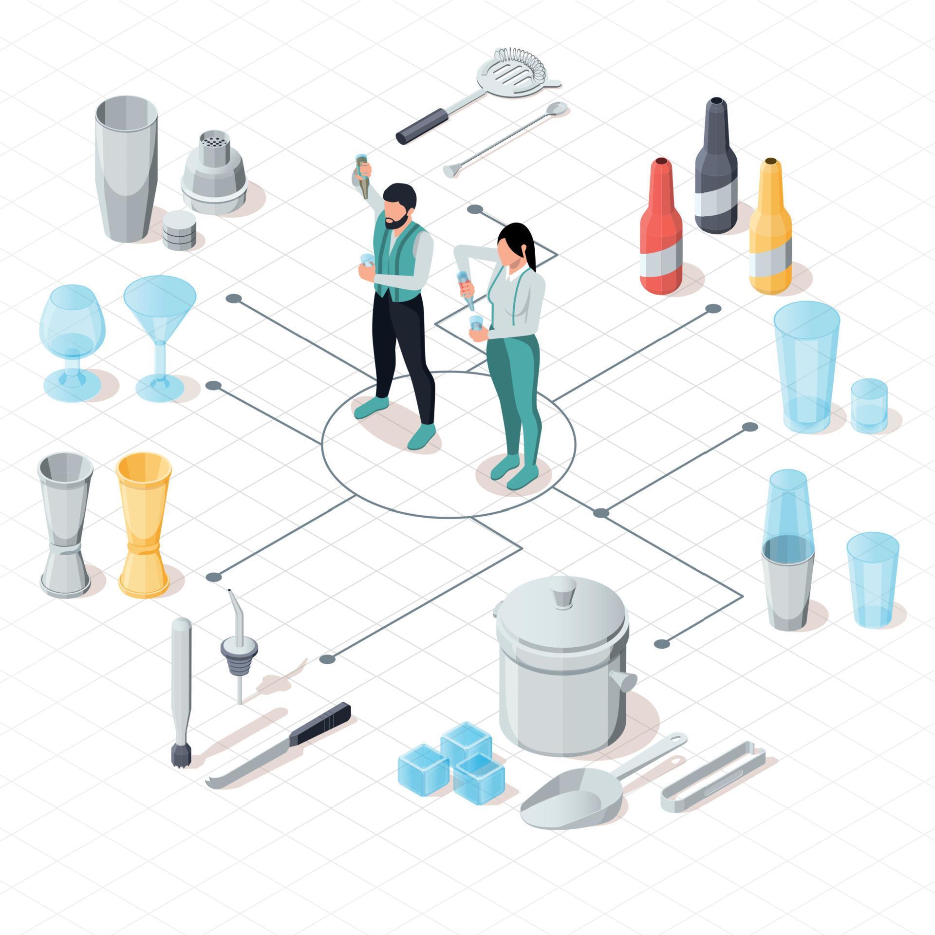 Bartender Isometric Flowchart 12696949 Vector Art at Vecteezy