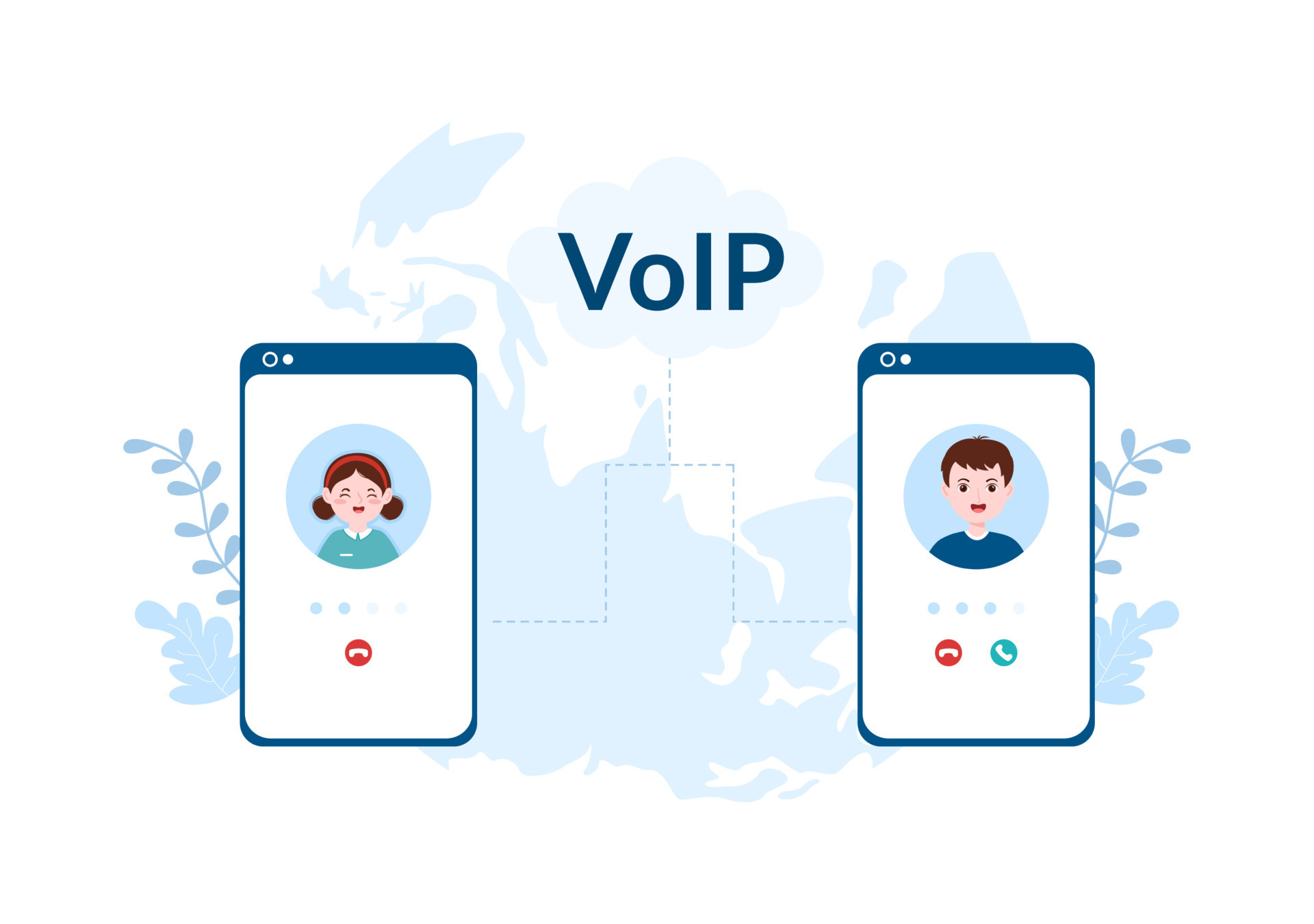 VOIP or Voice Over Internet Protocol with Telephony Scheme Technology and Network Phone Call ...