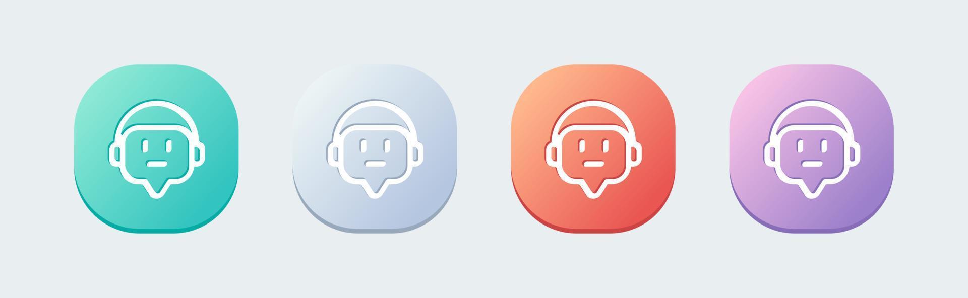 Chat bot line icon in flat design style. Artificial support signs ...