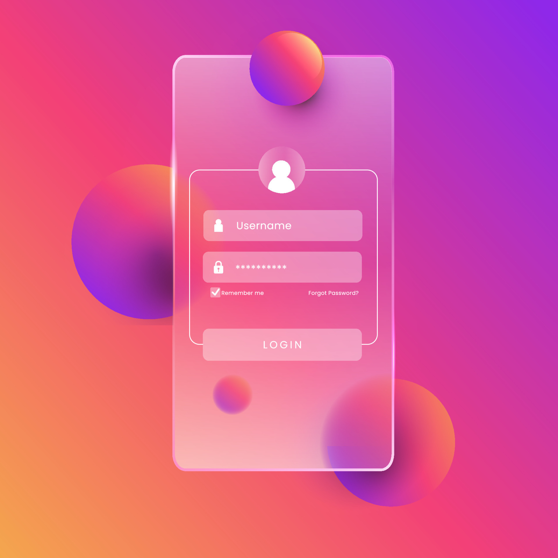 Glass Ui Template For Social Media Login Page 12698321 Vector Art At Vecteezy