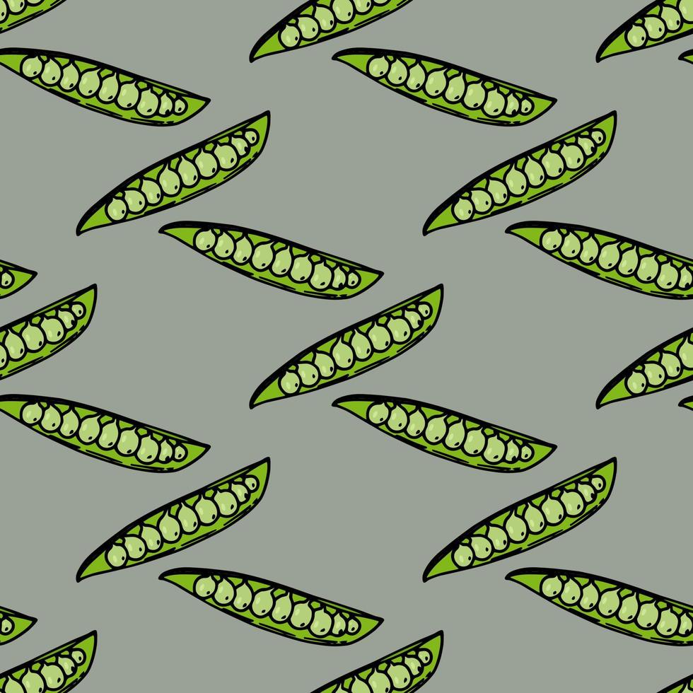 Seamless pattern with green peas on gray background. Vector image ...