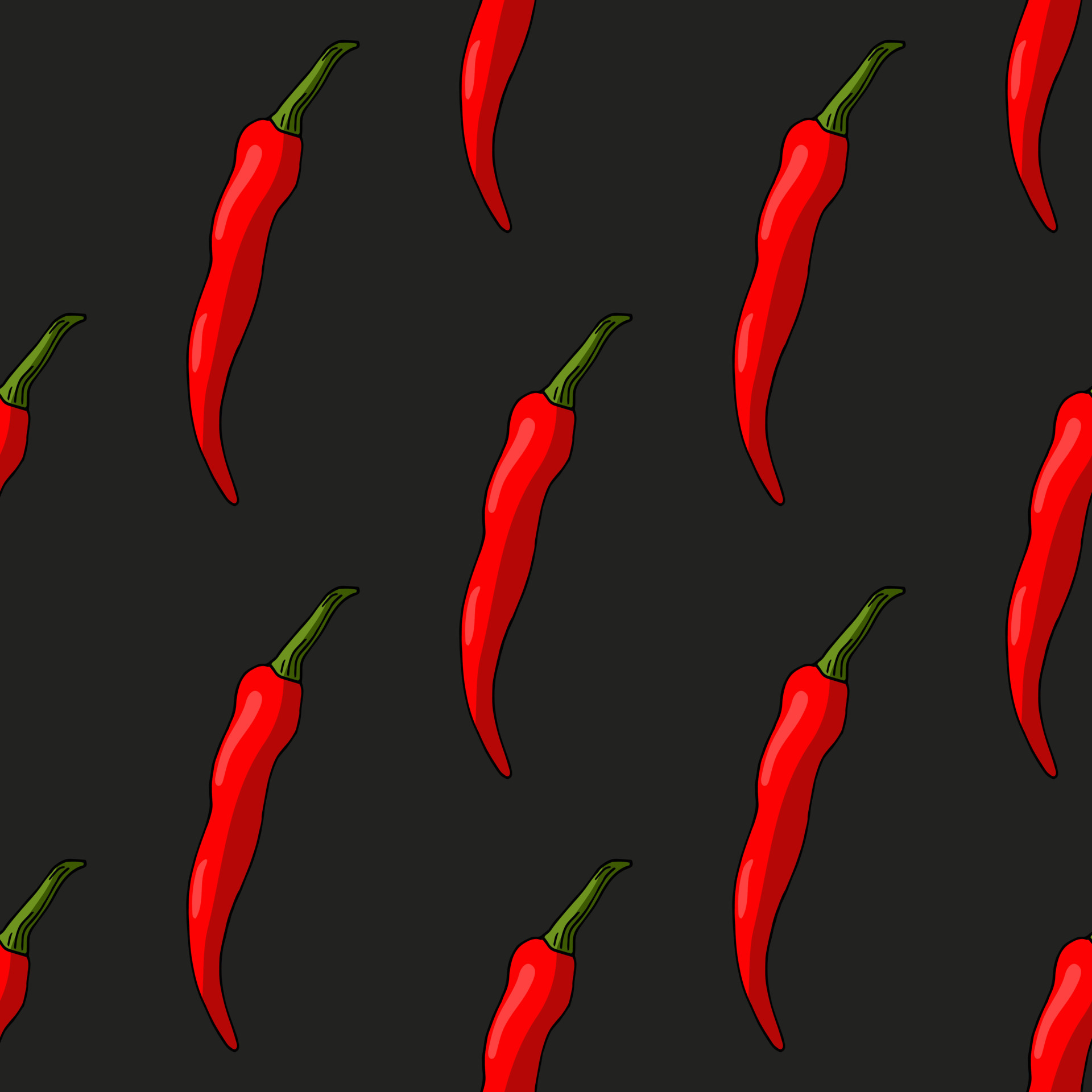 Seamless Pattern With Hot Red Peppers On Black Background Vector Image 12698564 Vector Art At