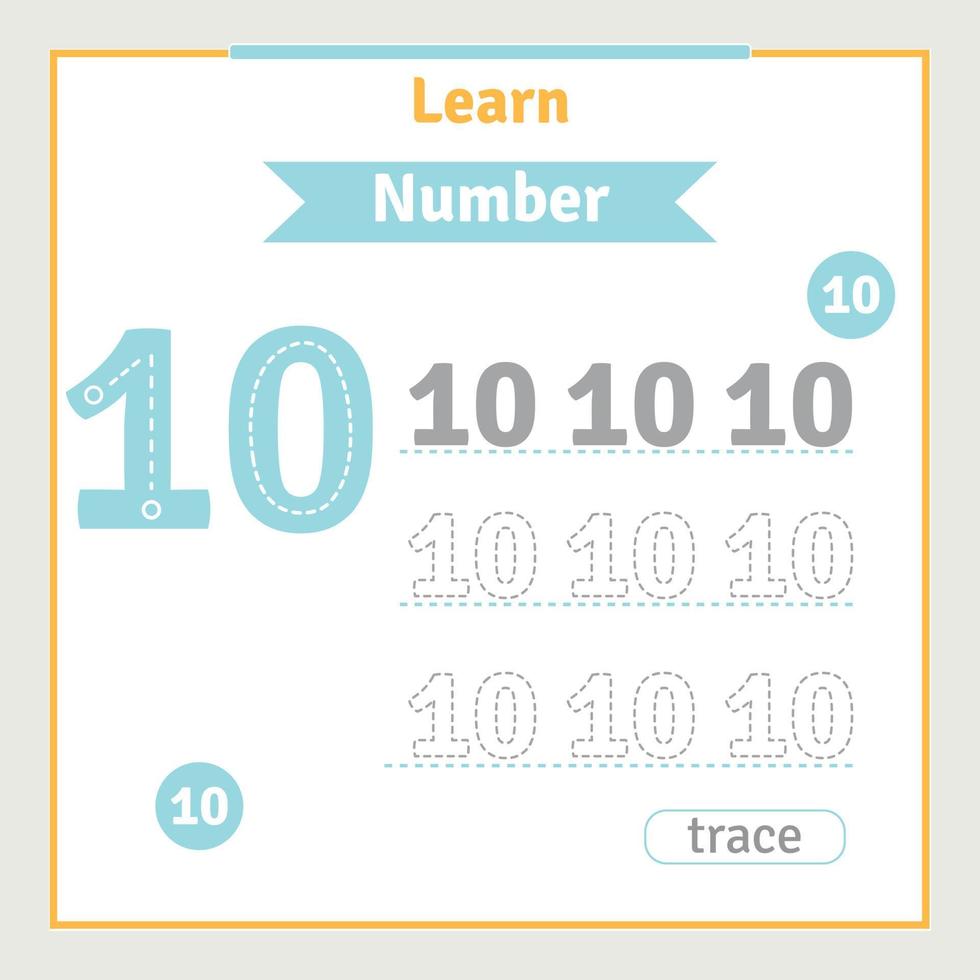 Back to School Worksheet for Kids With Number Tracing Fun Vector ...