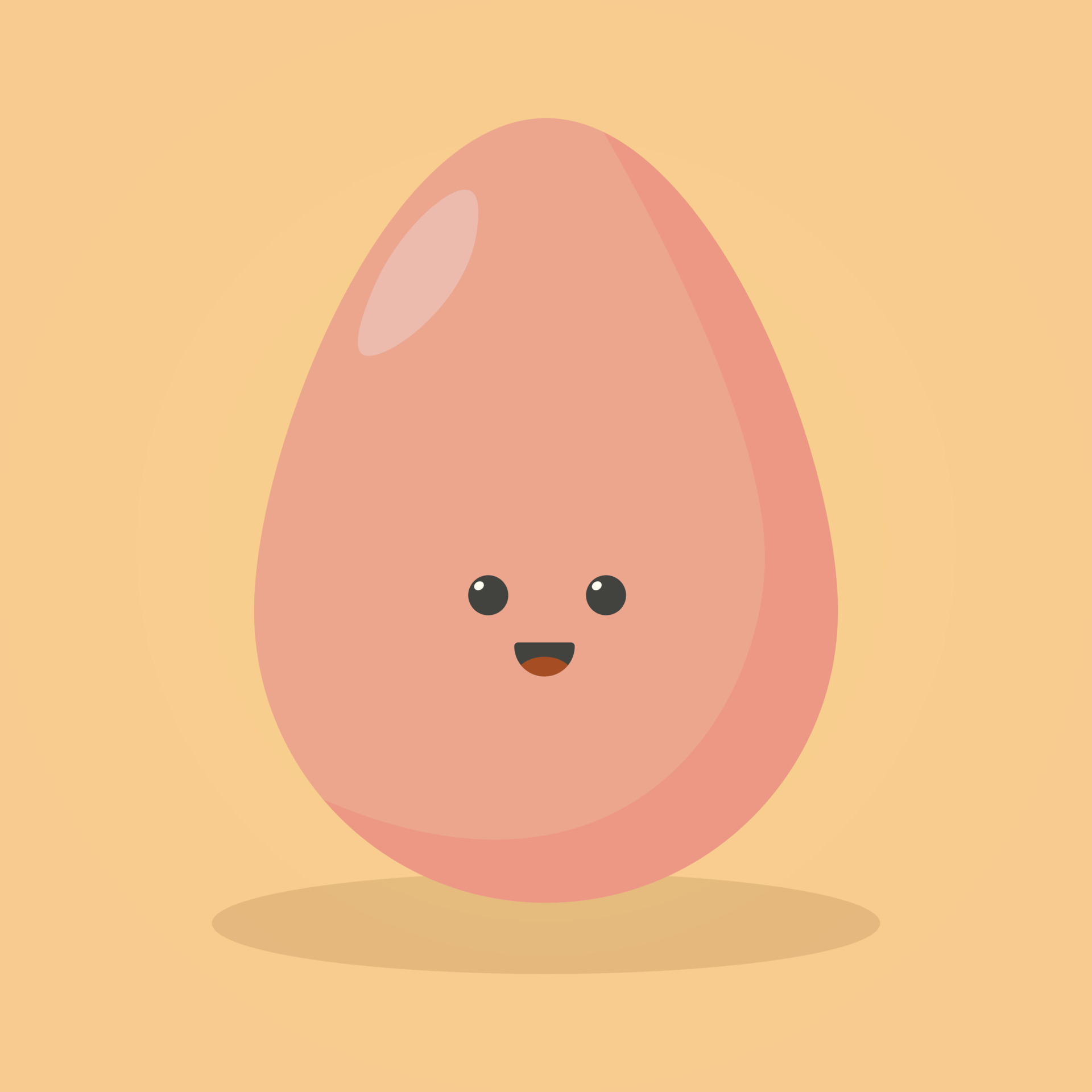 Cute Cartoon Character Design Of Egg Vector Illustration Isolated On Yellow Background Happy