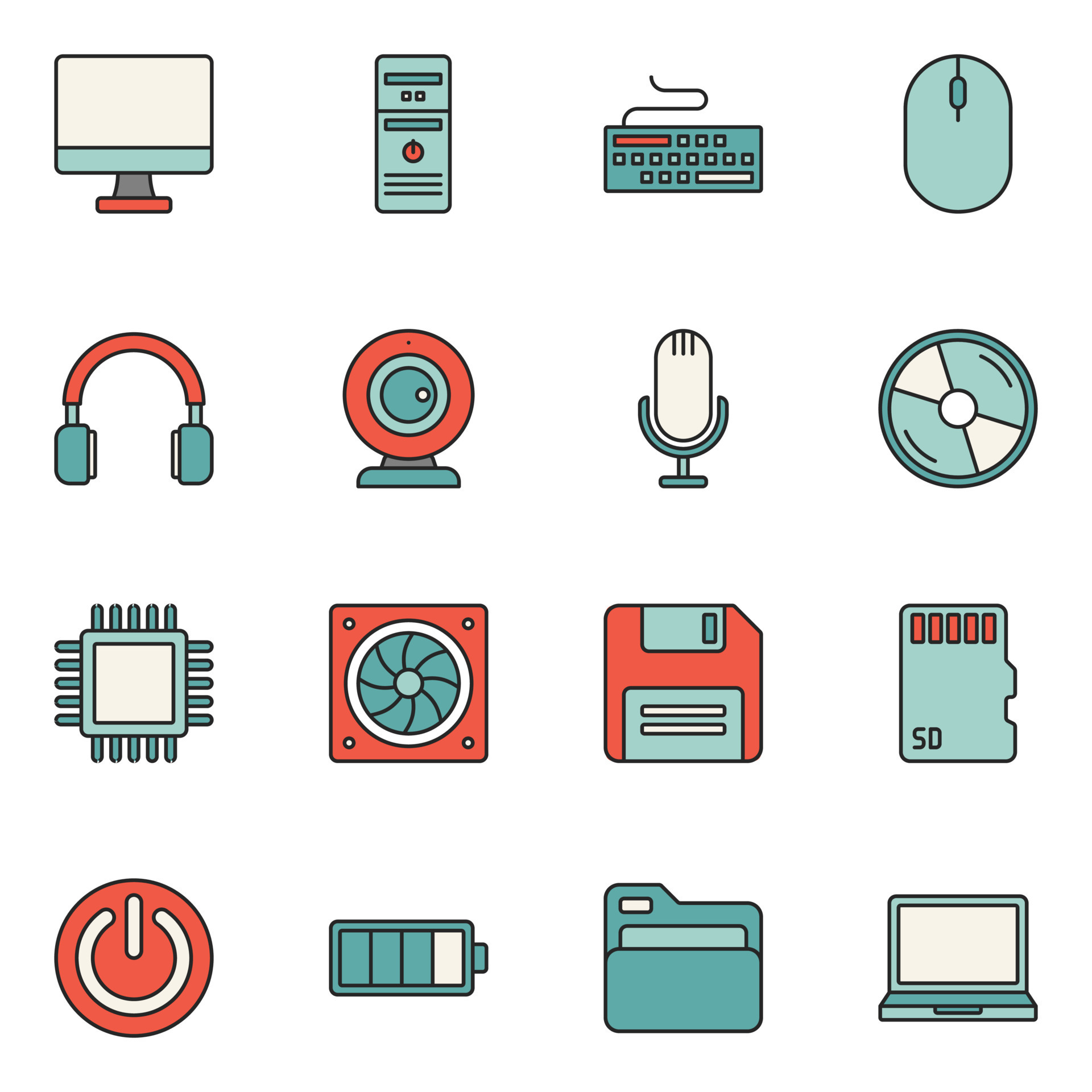 Computer Filled Line Icon Set Vector 12700828 Vector Art at Vecteezy