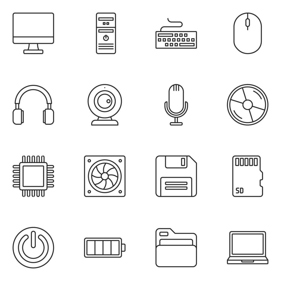 Computer Line Icon Set Vector 12700830 Vector Art at Vecteezy