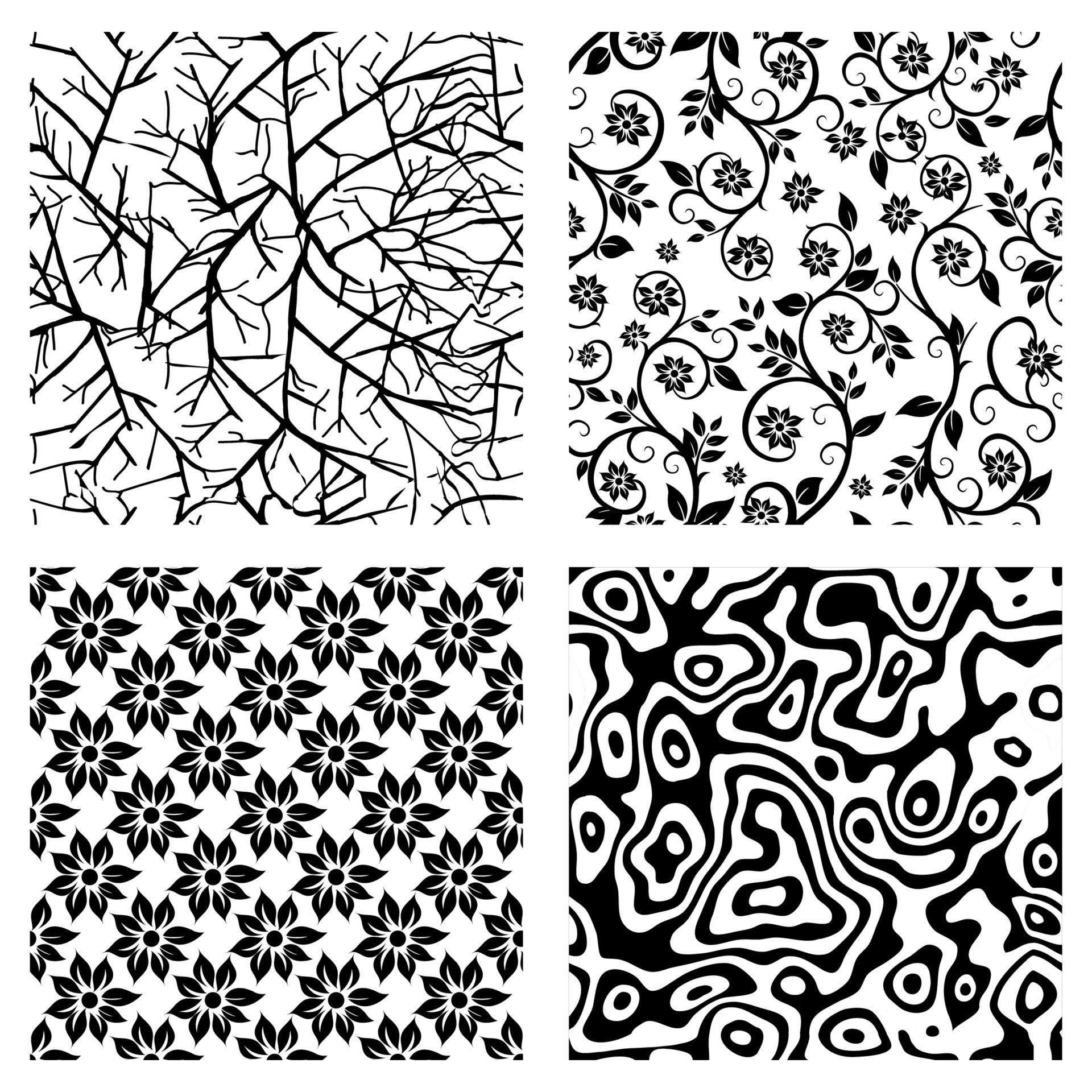 Silhouette of a geometric and floral black and white pattern seamless ...