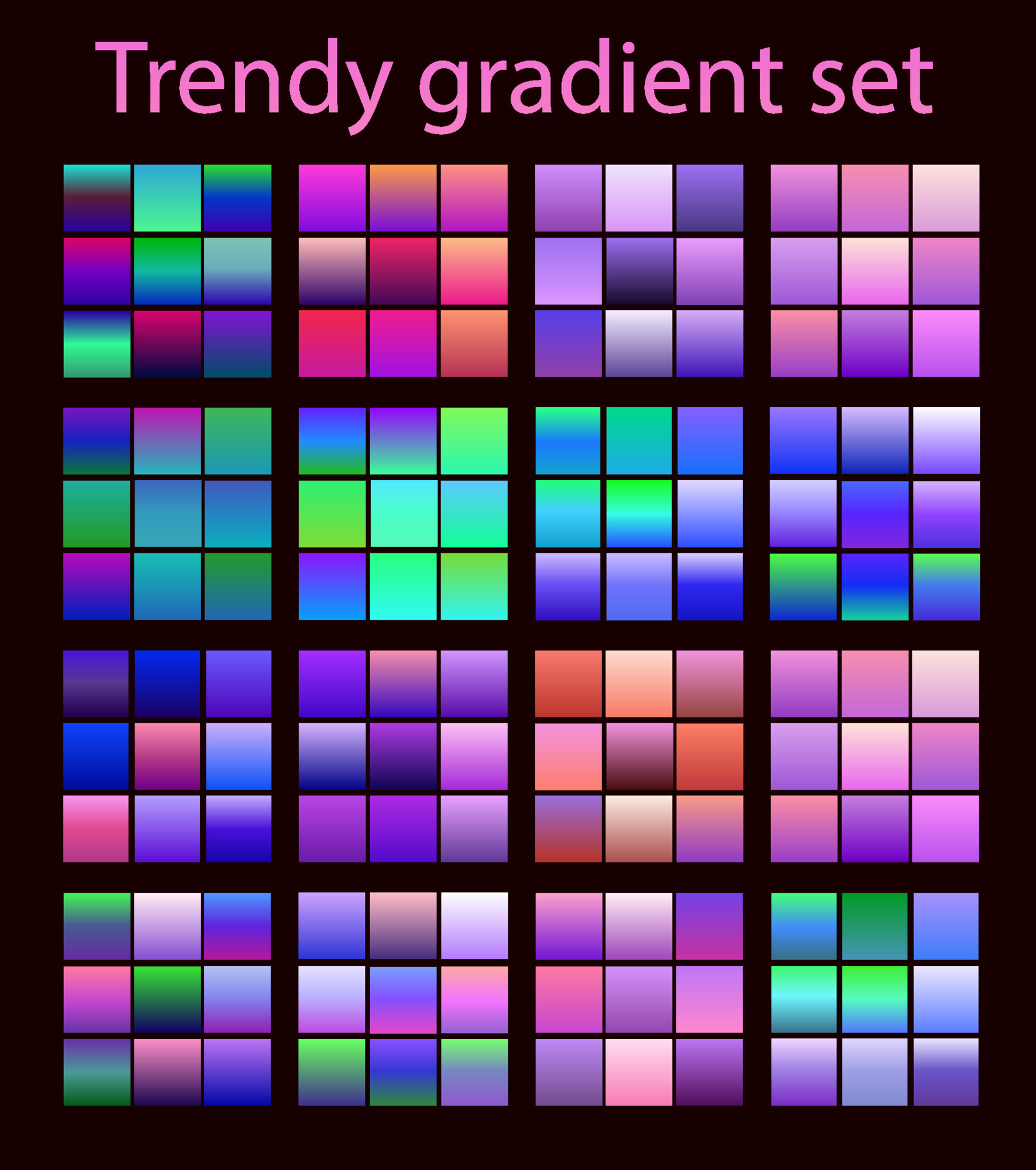Set Swatches Colorful Gradient Background Violet Palette Of Vector Patterns For Design And Web