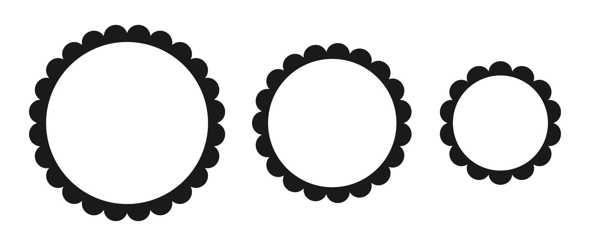 Circle Scalloped Frame Scalloped Edge Round Shape Simple Label And Sticker Form Flower