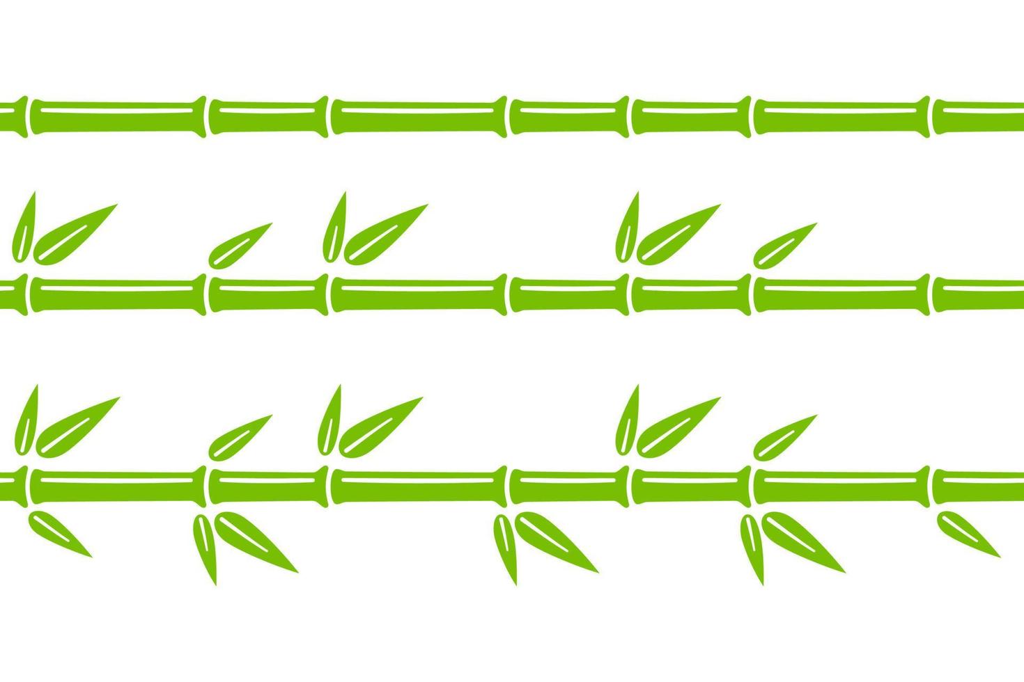 Green Bamboo Trunk Seamless Lines Bamboo Branch Border With Leaves Vector Illustration