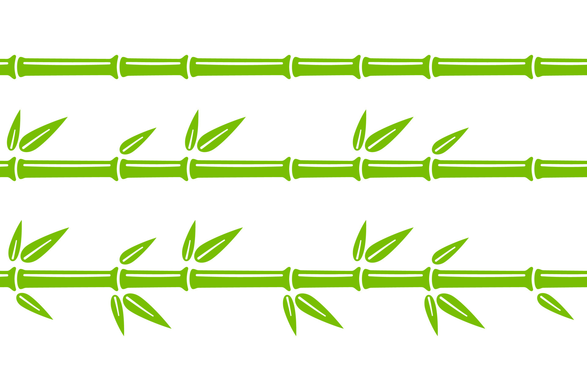 Green Bamboo Trunk Seamless Lines Bamboo Branch Border With Leaves Vector Illustration