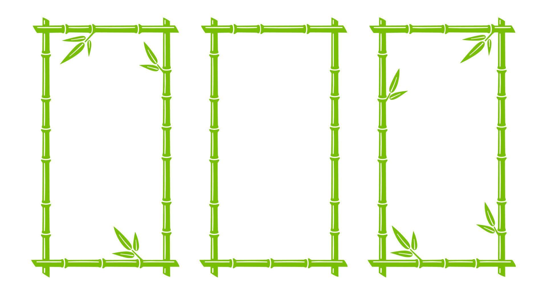 Green Bamboo Trunk Rectangle Frames Vertical Natural Text Boxes Bamboo Branch Borders With