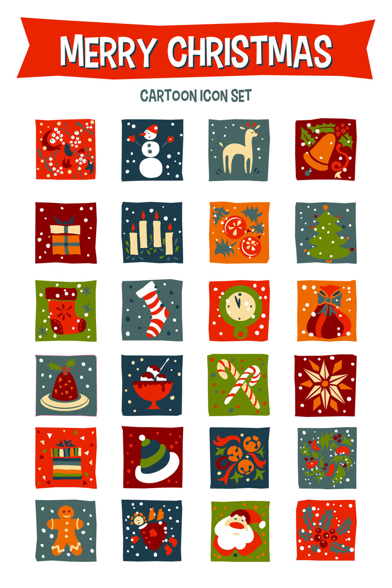 Merry Christmas Icon Set 12701574 Vector Art at Vecteezy