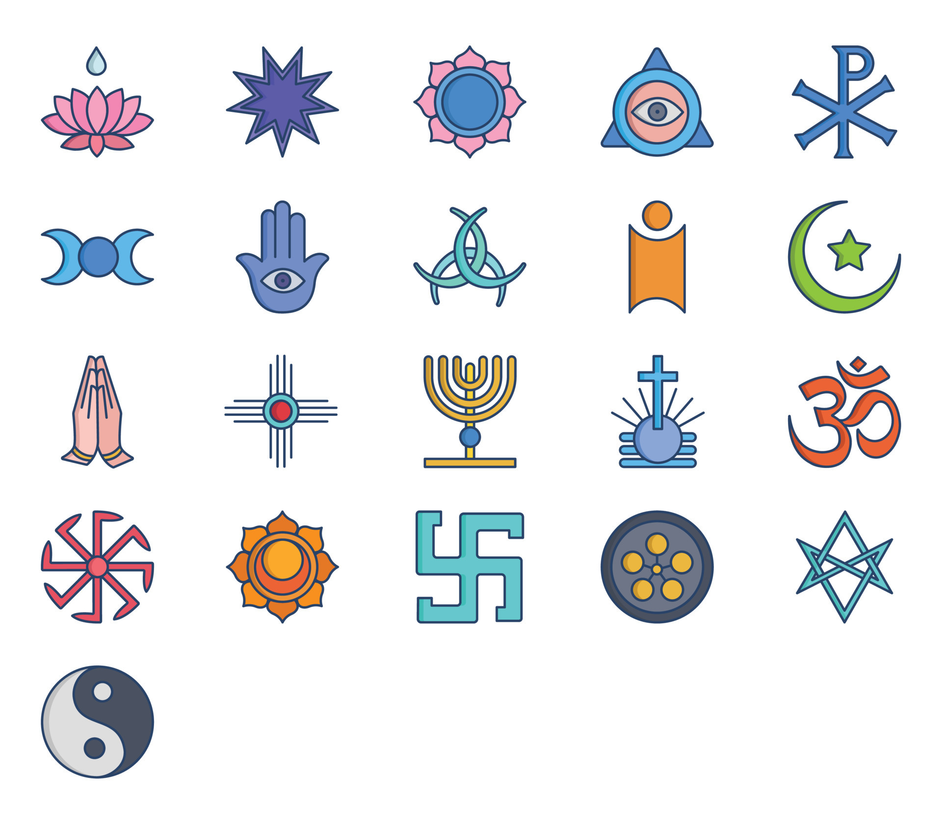 Culture Symbols Icon Set 12702667 Vector Art At Vecteezy