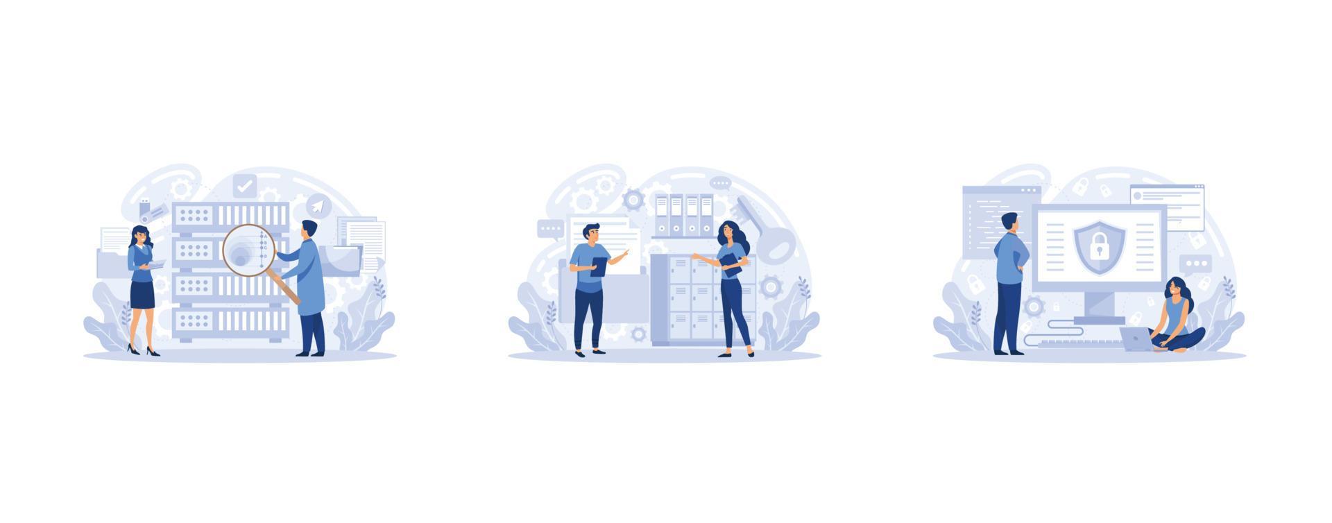 Big data analytics platform, data management and protection creative metaphor set abstract ...