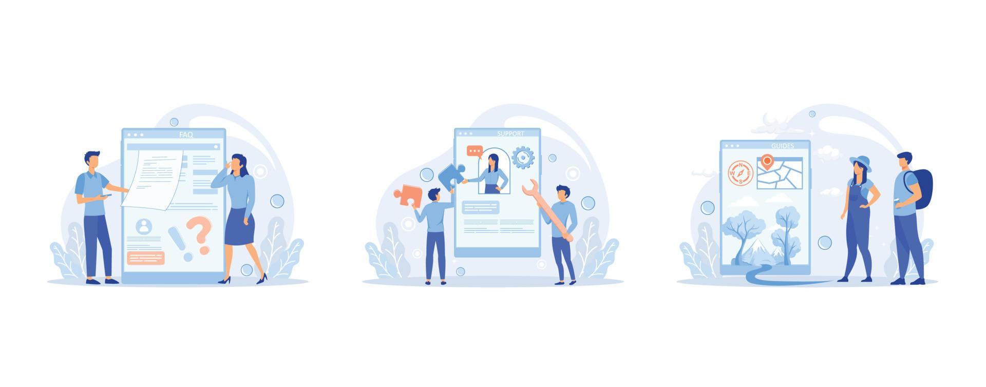 FAQ website banner set, support page, guides page, frequently asked ...