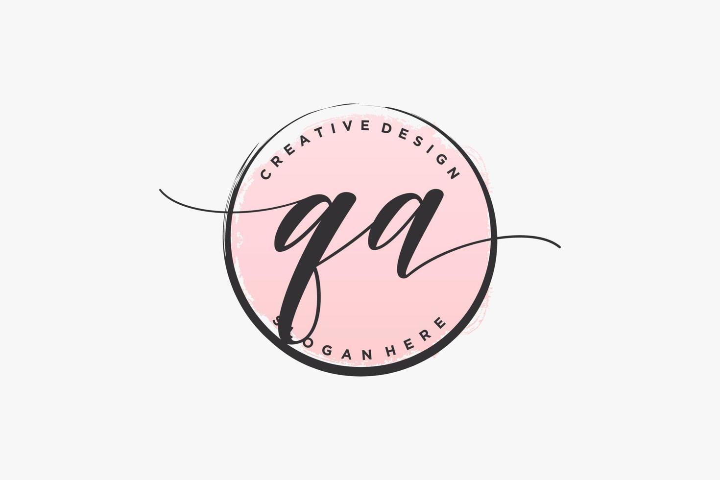 Initial Qa Handwriting Logo With Circle Template Vector Signature Wedding Fashion Floral And