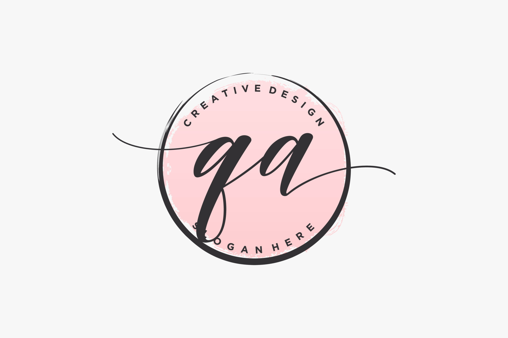 Initial Qa Handwriting Logo With Circle Template Vector Signature