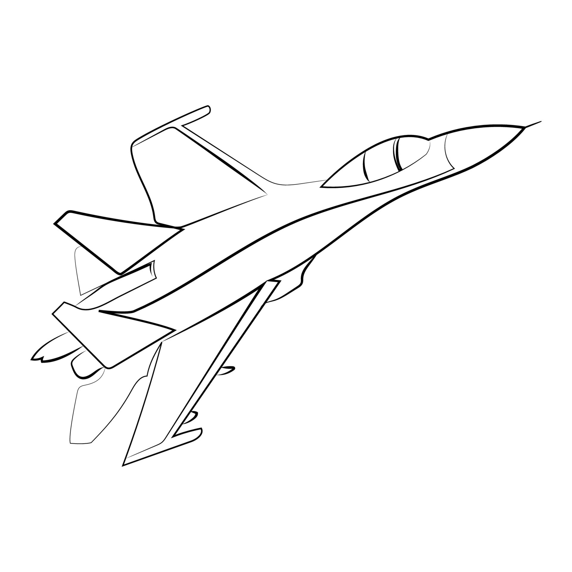 Sukhoi Su-27 Flanker Minimalist line drawing vector illustration ...