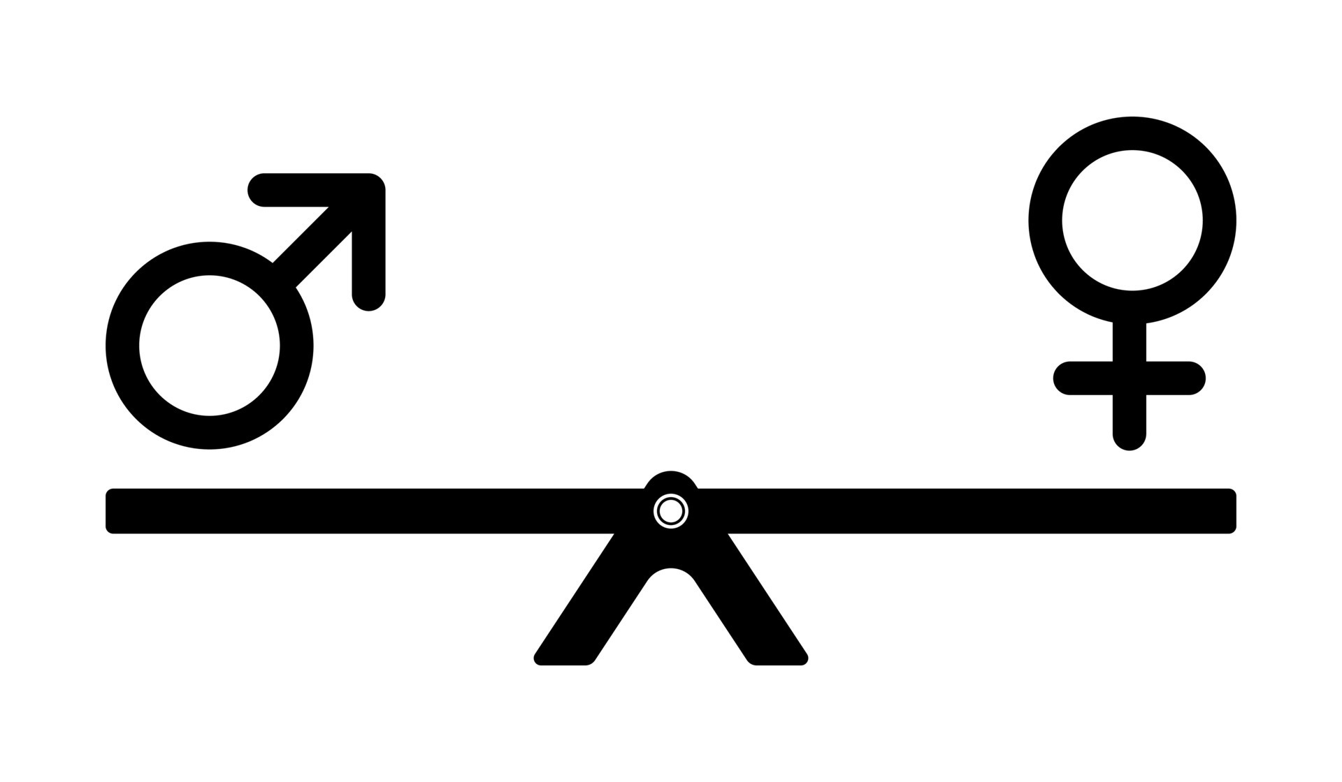 Gender Equality Concept Male And Female Icon On A Seesaw Vector