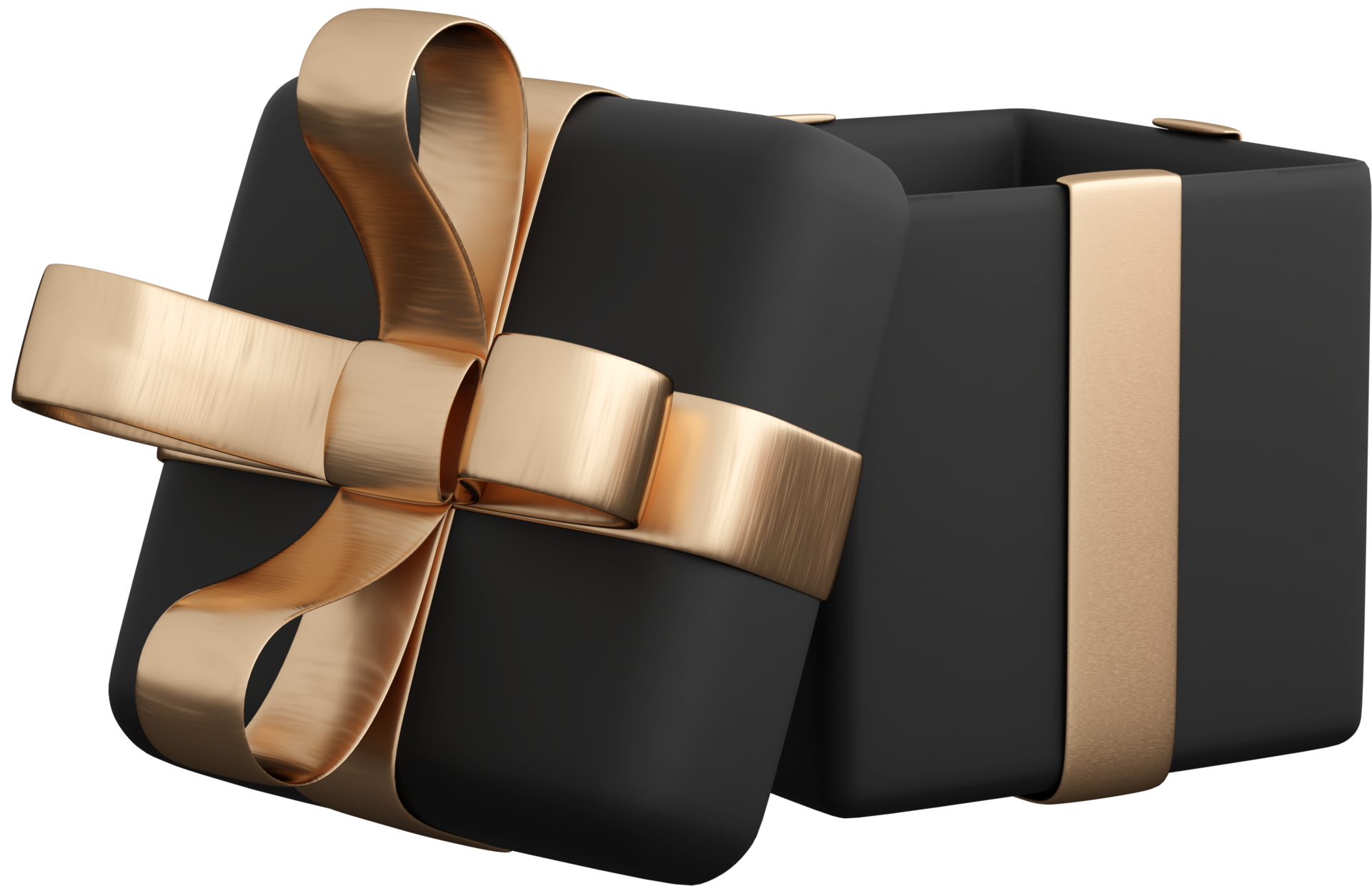 Realistic black open gift box with golden ribbon bow. Concept of ... Realistic black open gift box with golden ribbon bow. Concept of ...