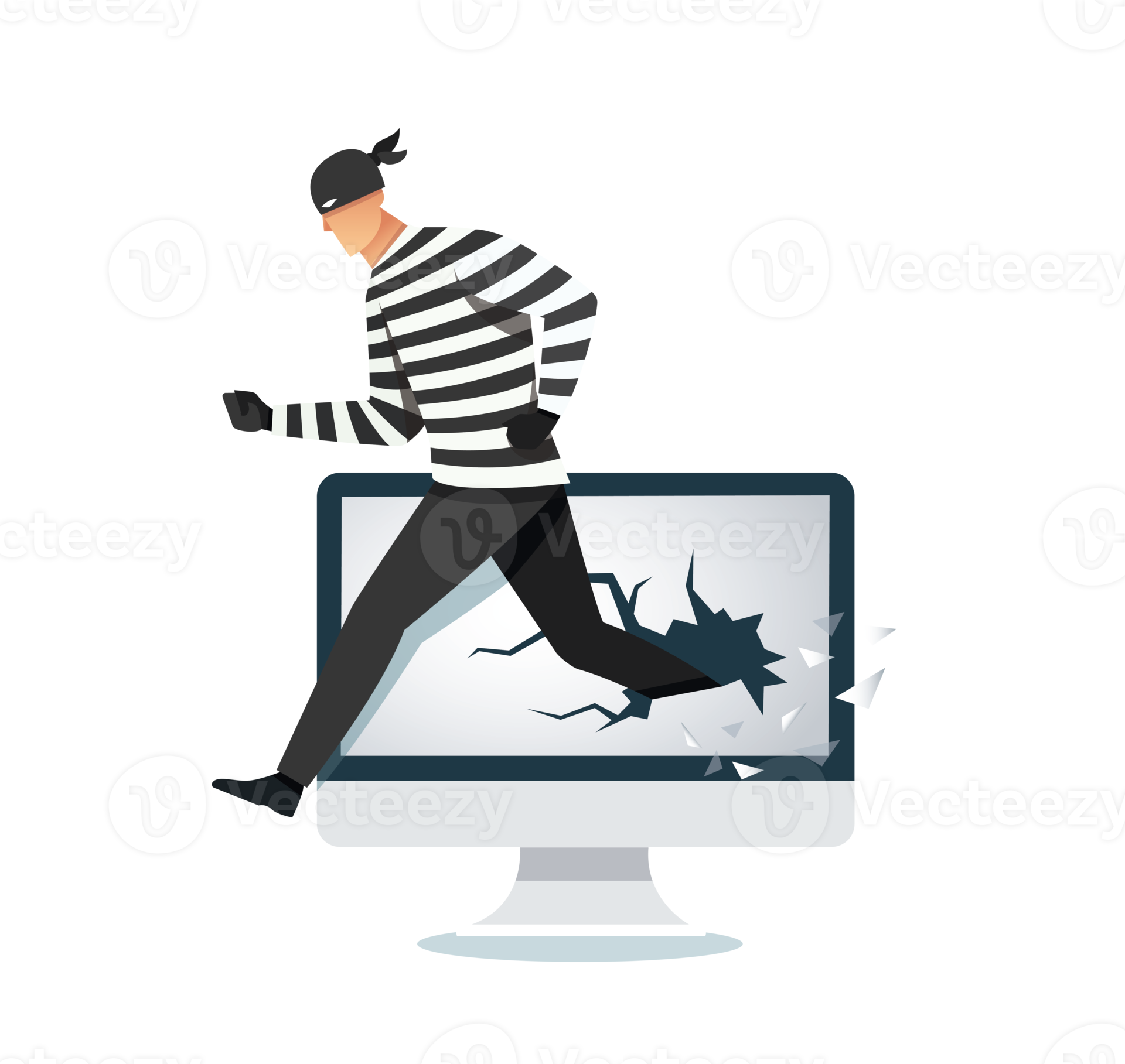 Hacker, thief hacking into a computer 12707422 PNG