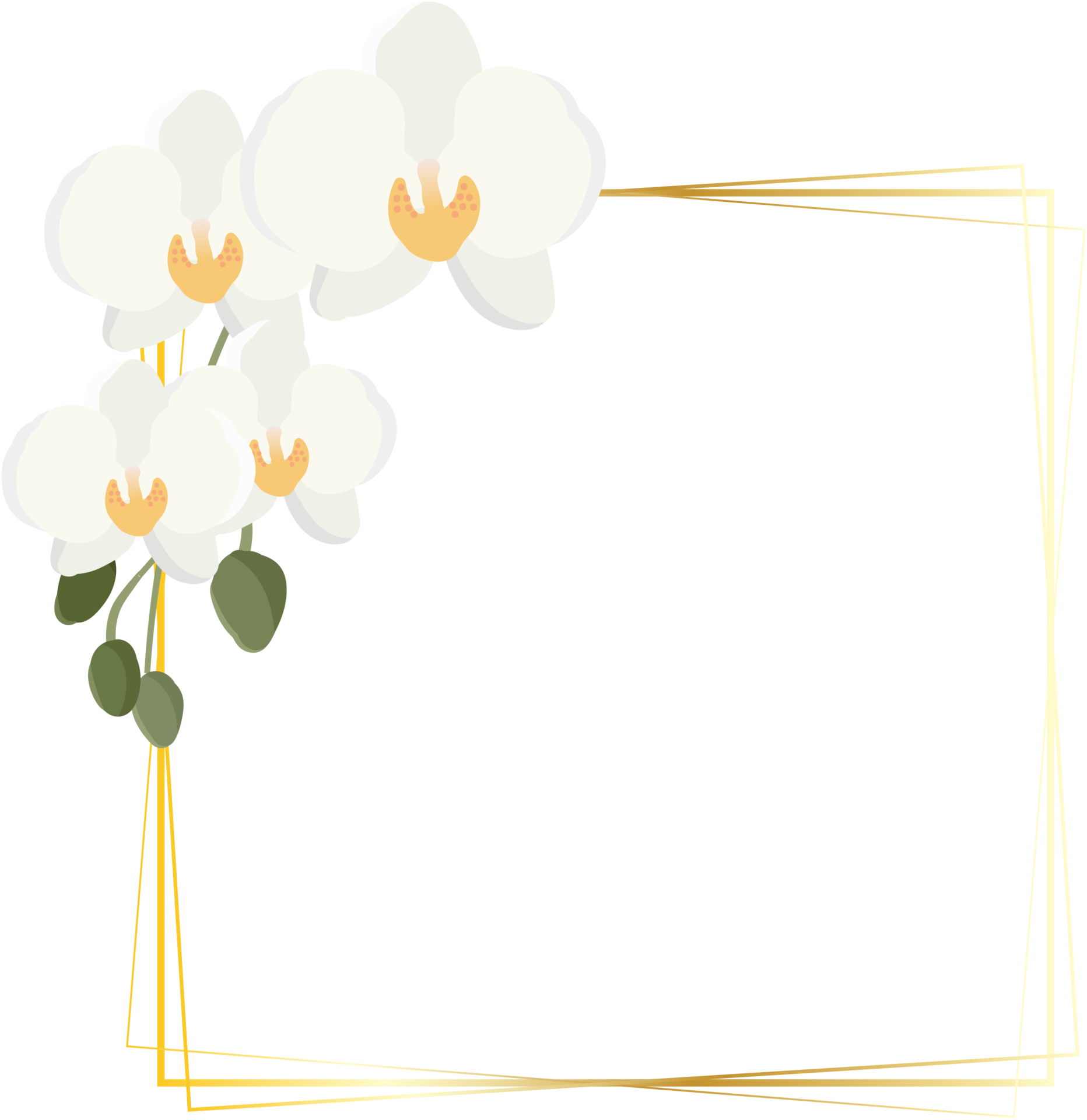 Free Minimal Flat Style White Phalaenopsis Orchid Wreath With Golden