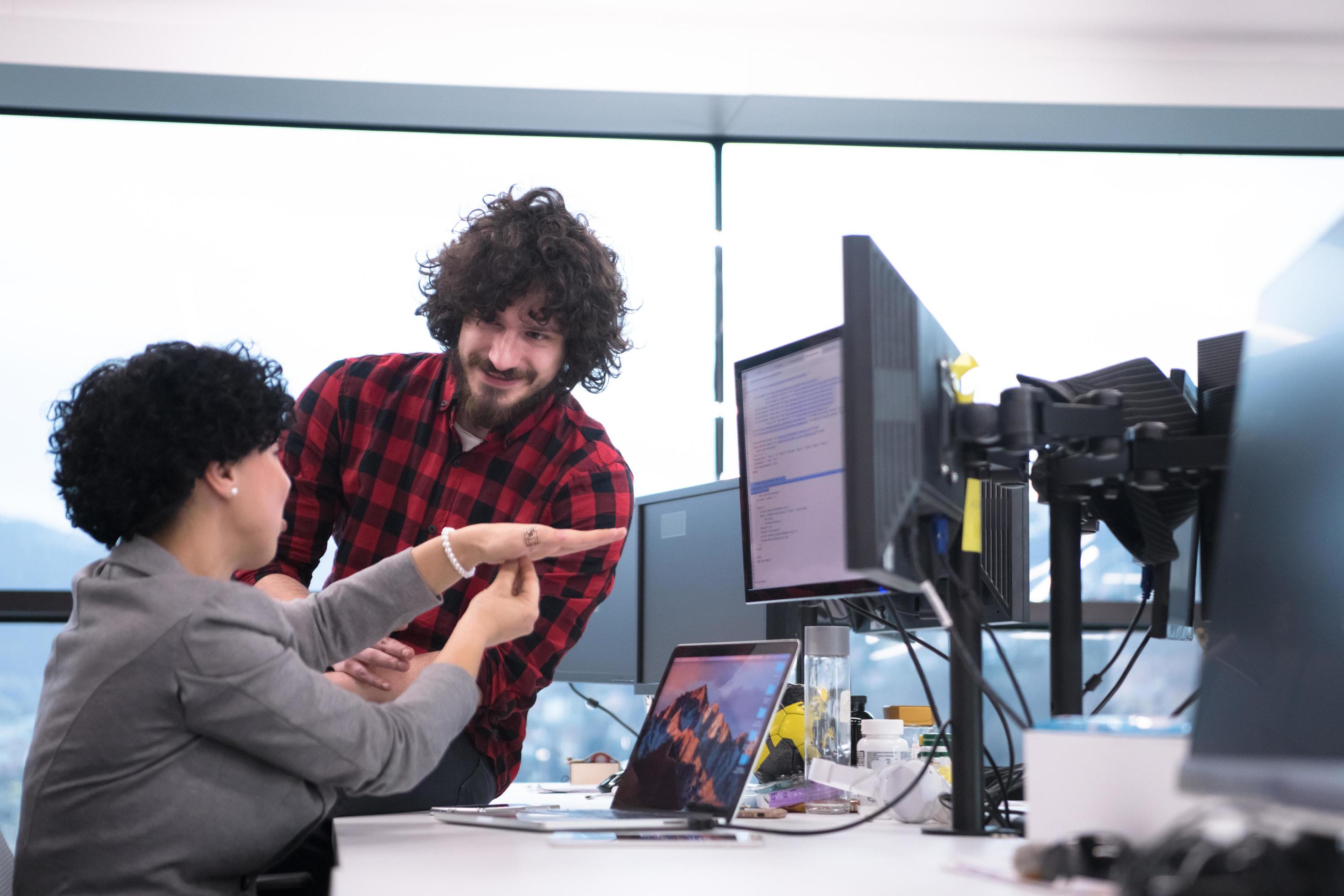 Software Developers Couple Writing Programming Code 12713415 Stock 7869