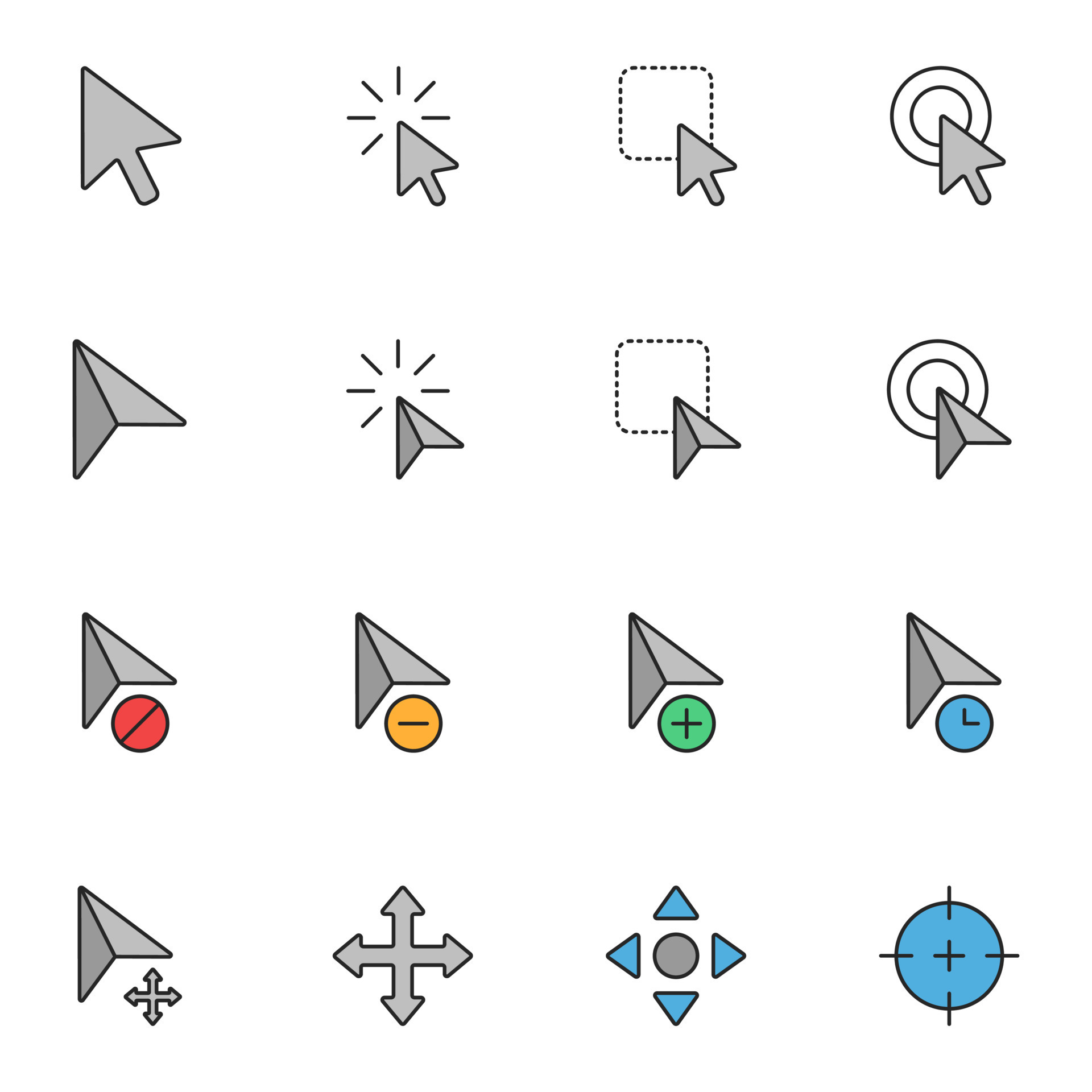 Cursor Filled Line Icon Set Vector 12713504 Vector Art At Vecteezy