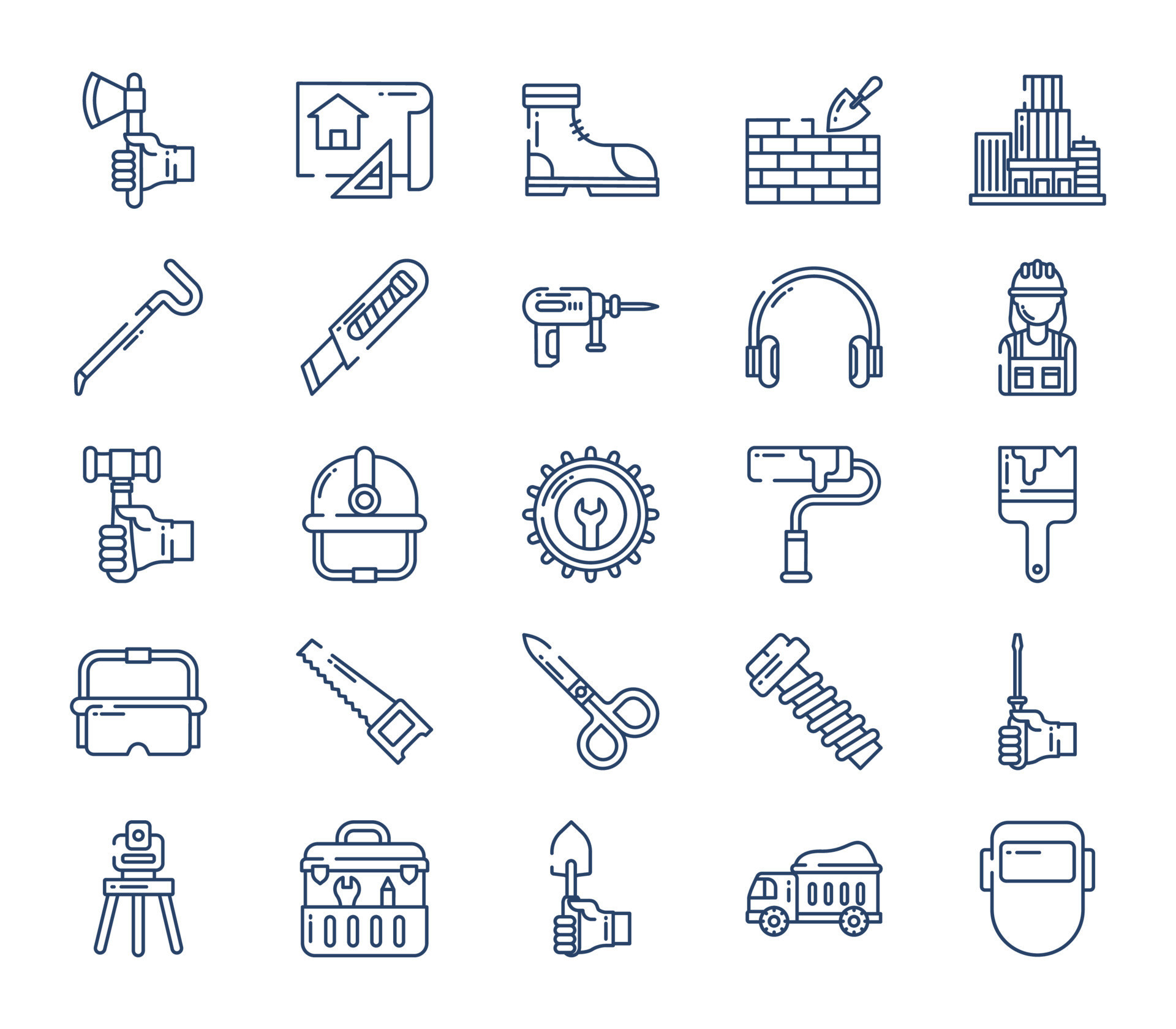 Construction and engineering tools icon set 12714793 Vector Art at Vecteezy