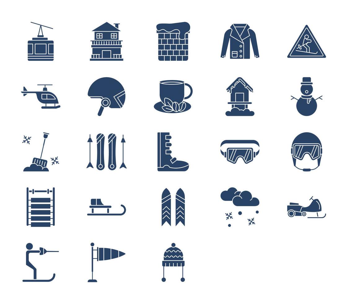 Ski resort and snowboarding icon set 12715029 Vector Art at Vecteezy