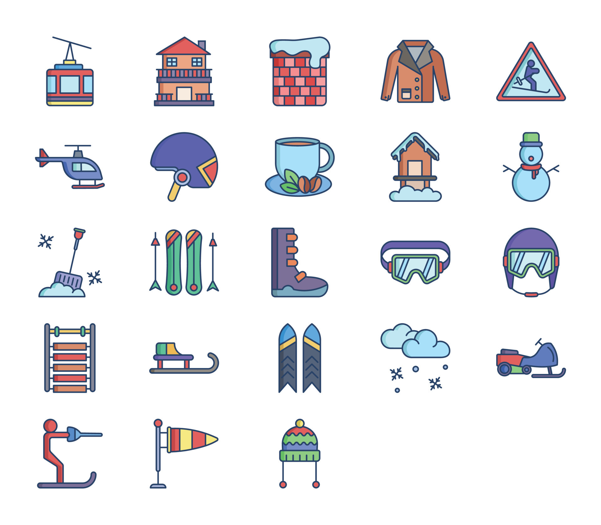 Ski resort and snowboarding icon set 12715033 Vector Art at Vecteezy