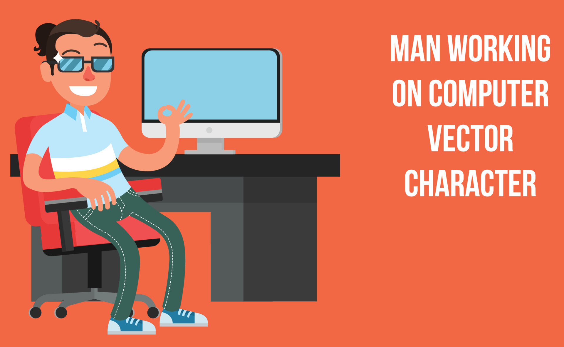 man working on computer vector character 12715117 Vector Art at Vecteezy